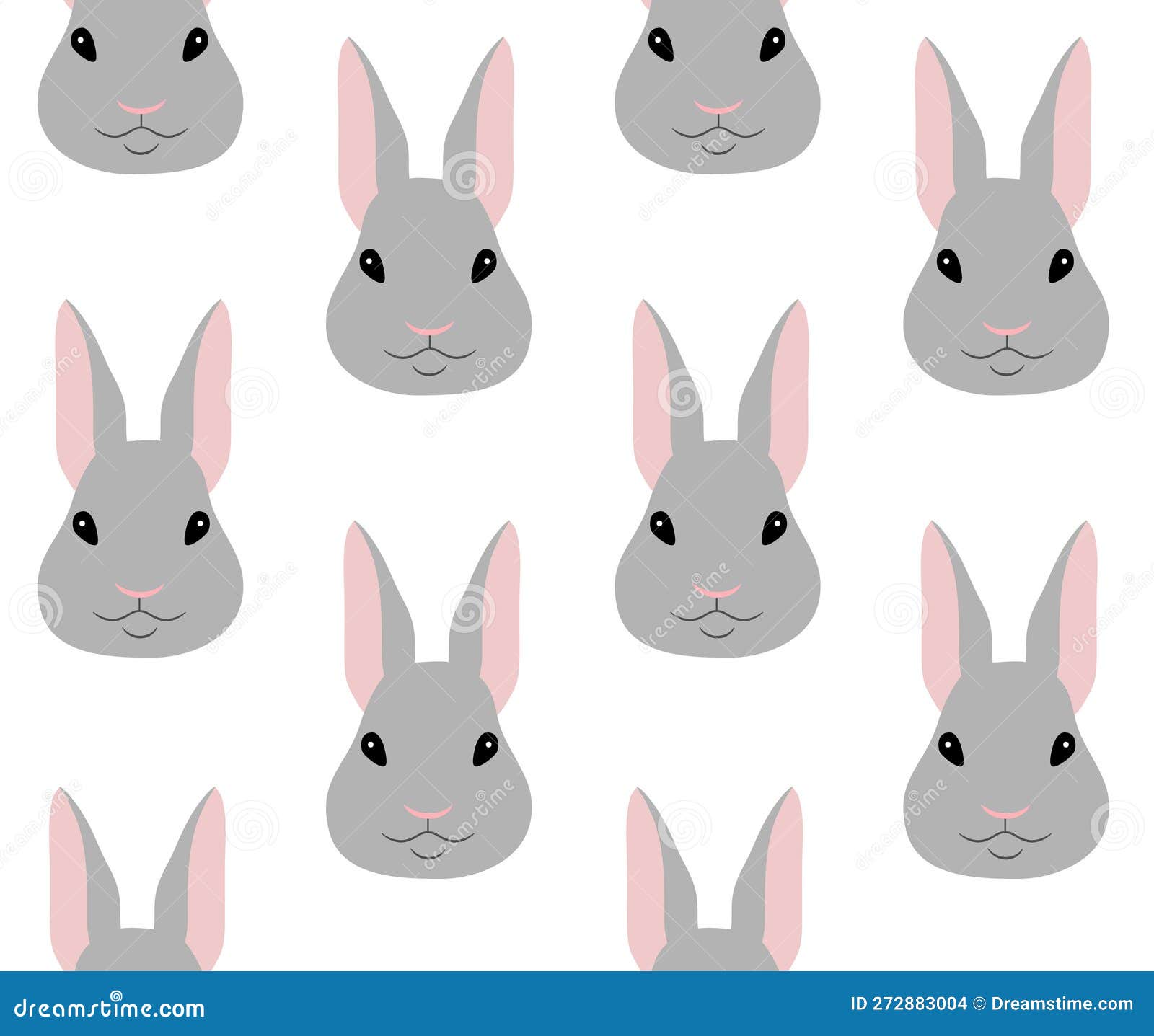 Vector Seamless Pattern of Rabbit Bunny Face Stock Vector ...