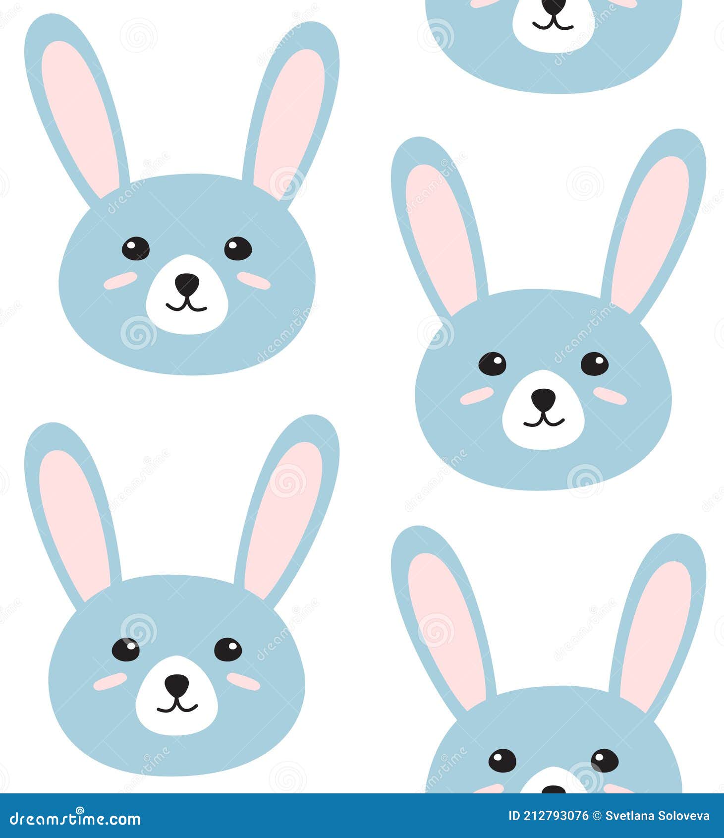 Vector Seamless Pattern of Rabbit Bunny Face Stock Vector ...