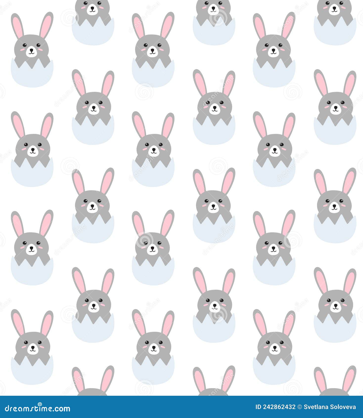 Vector Seamless Pattern of Rabbit in Egg Shell Stock Vector ...