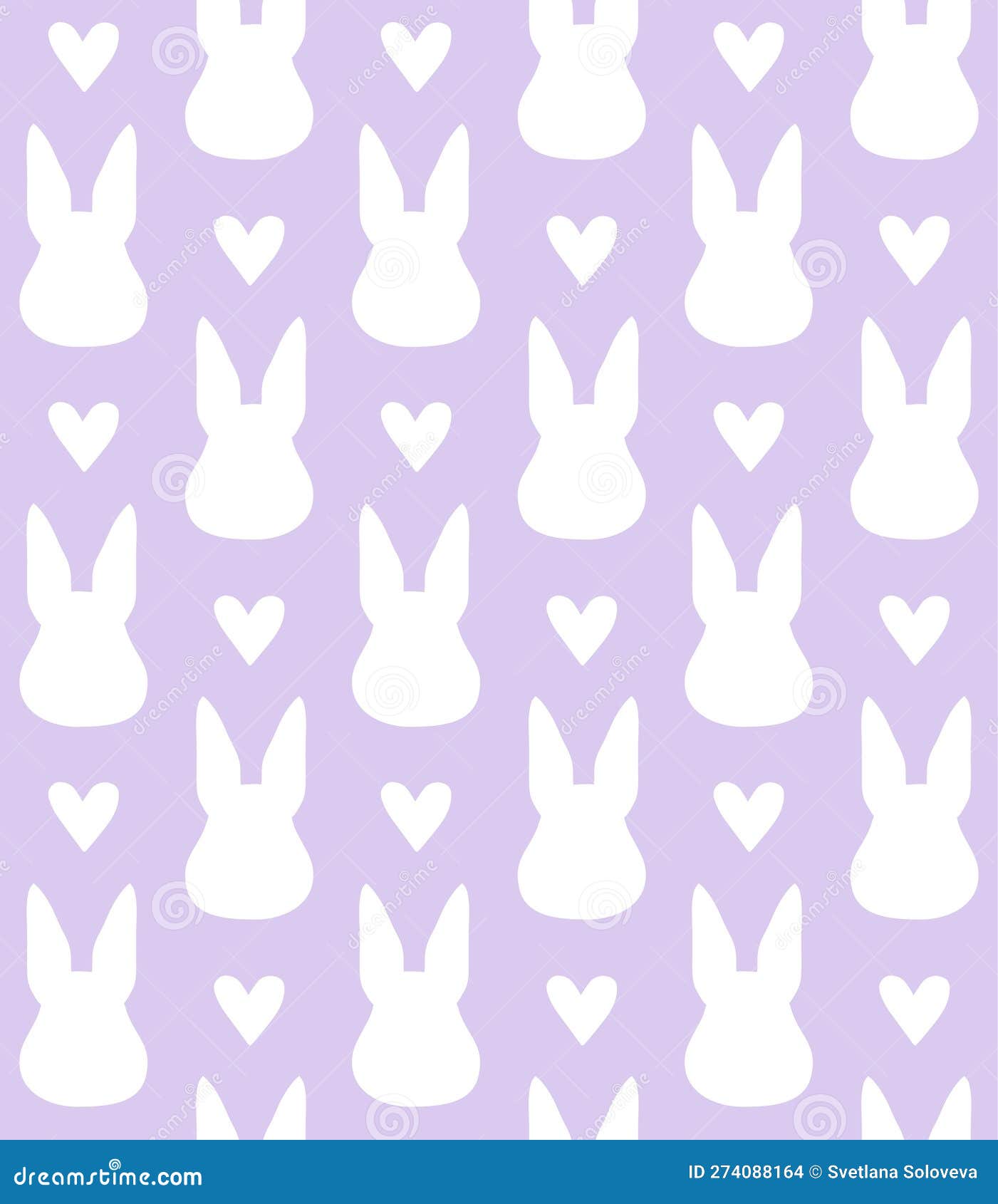 Vector Seamless Pattern of Rabbit Face and Hearts Stock Vector ...