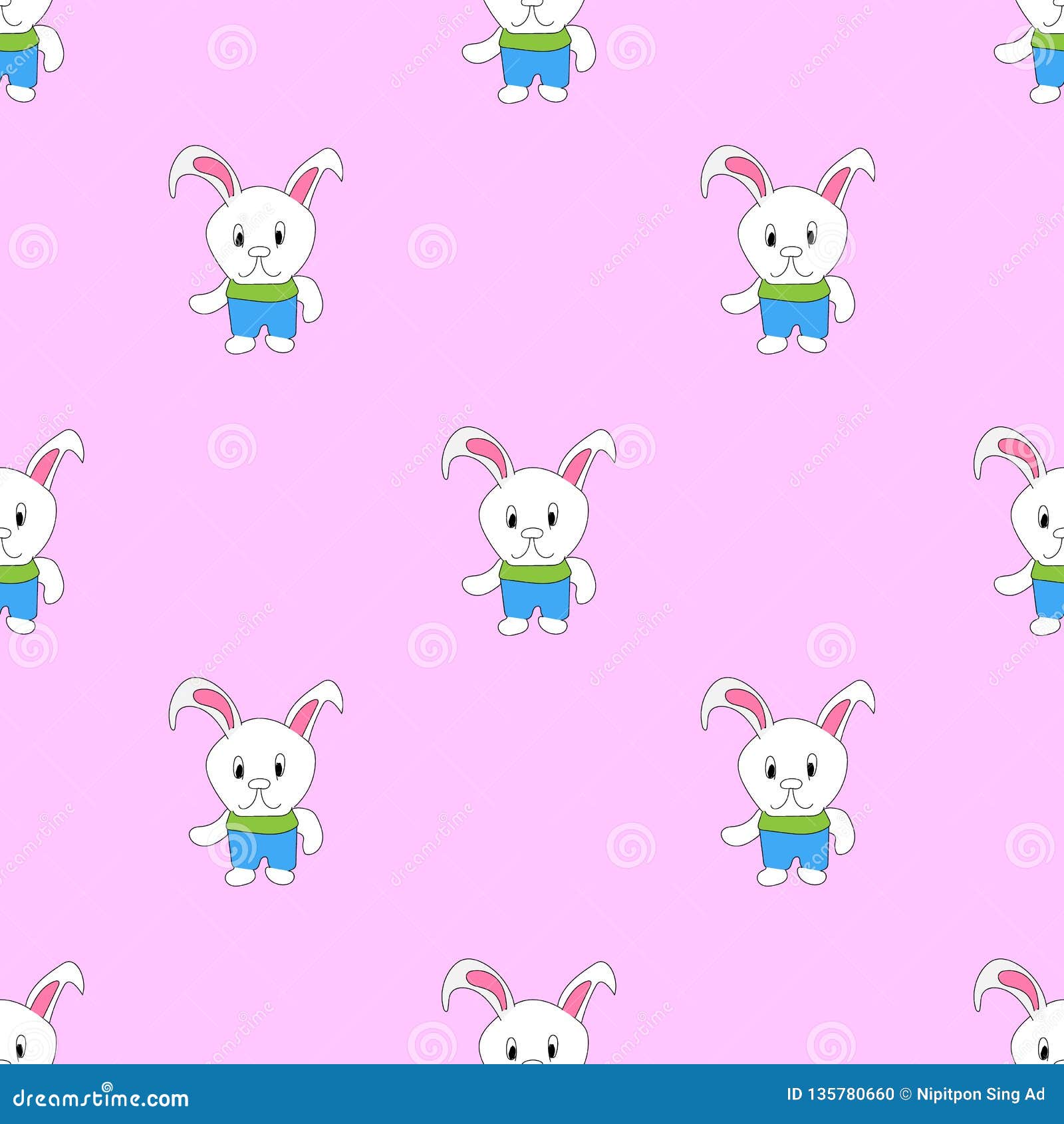 Vector Seamless Pattern with Rabbits. Surface for Wrapping Paper ...
