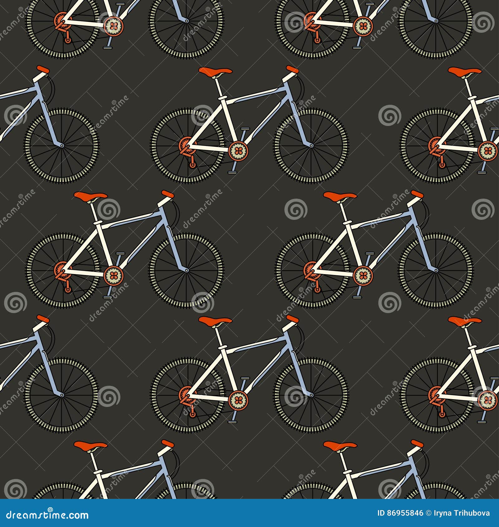 Vector Seamless Pattern with Racing Bikes. Stock Vector - Illustration ...
