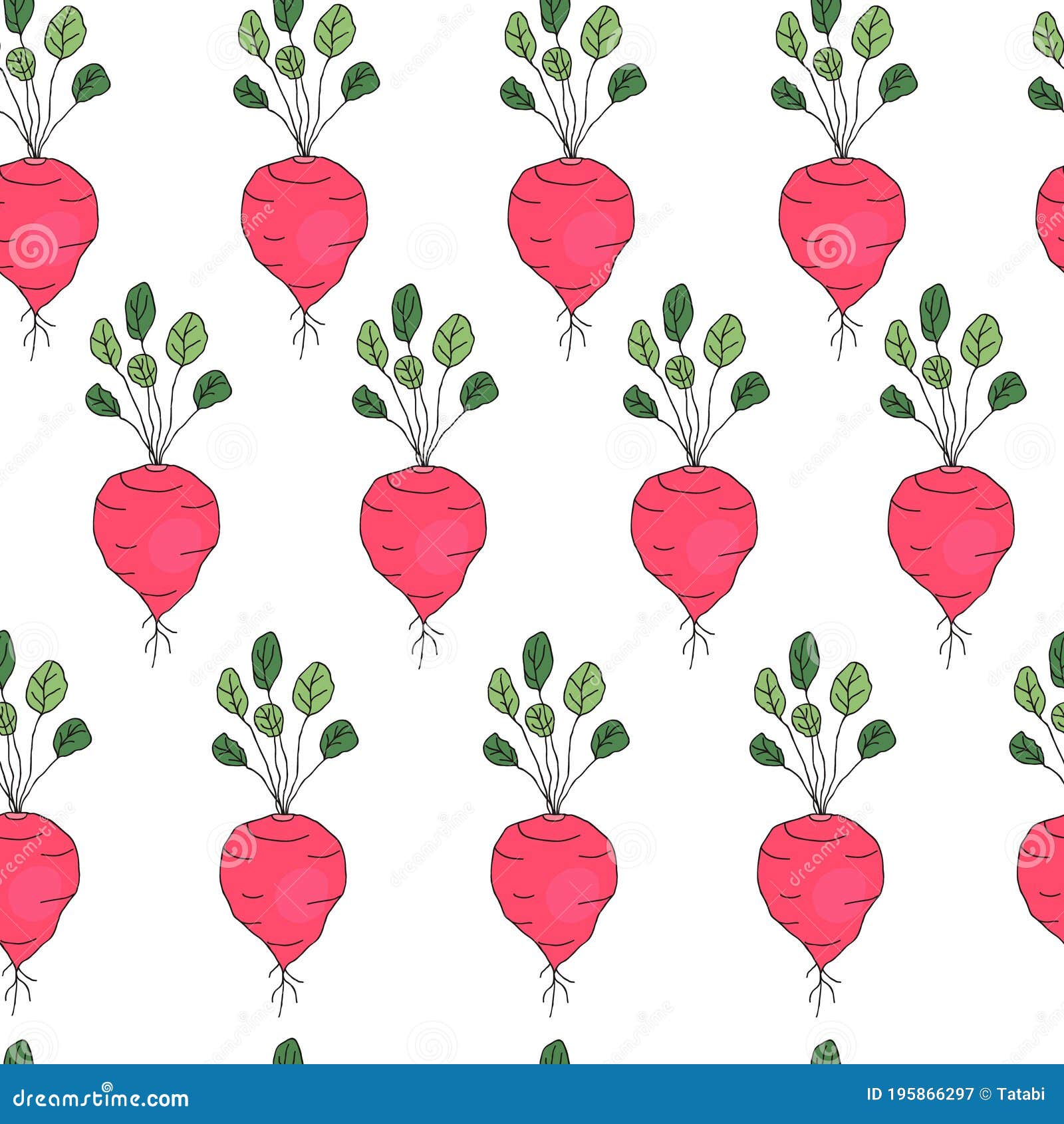 Vector Seamless Pattern with Radish Stock Vector - Illustration of ...
