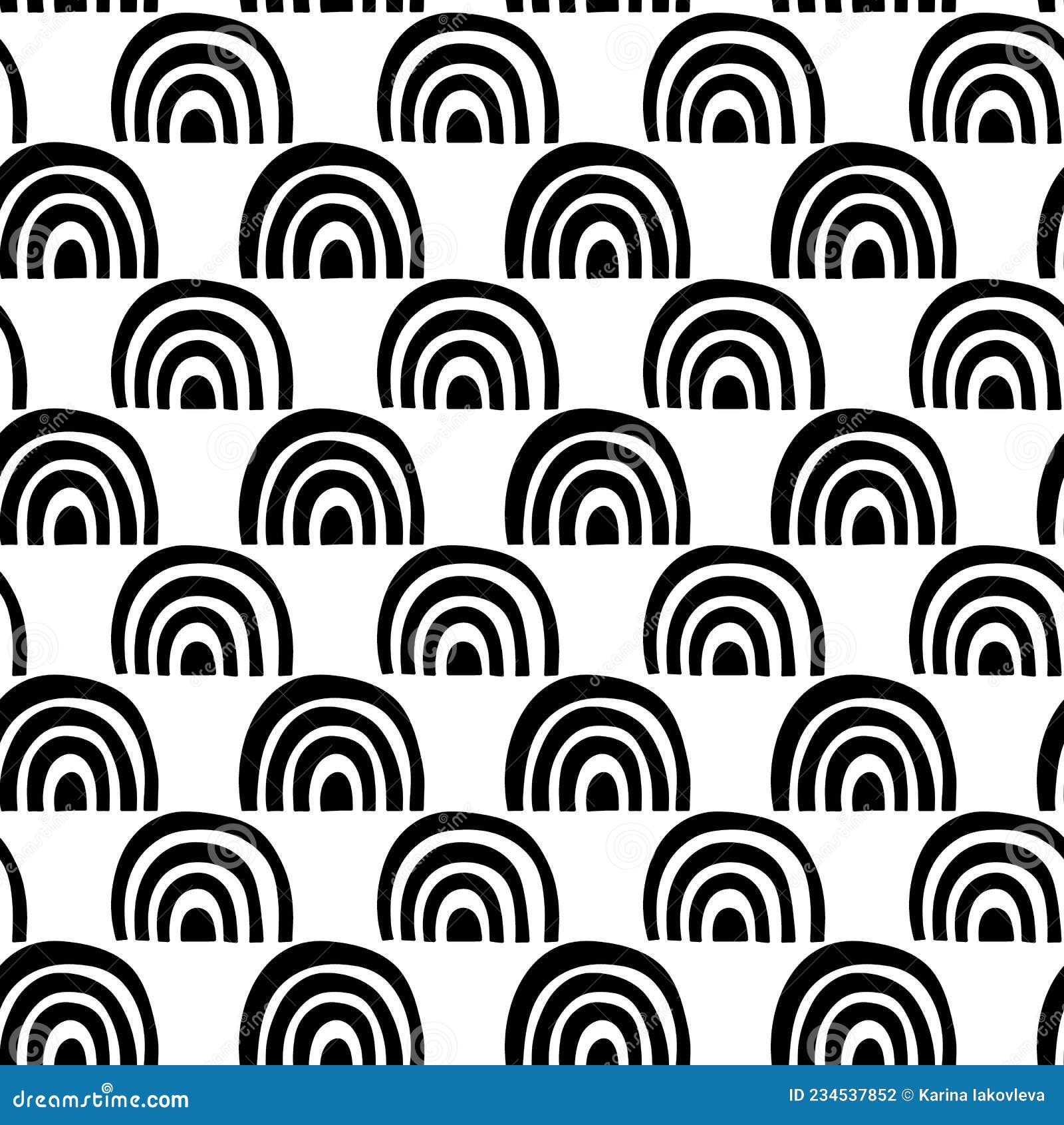 Vector Seamless Pattern. Rainbow Arc Shape. Graphic Repetitive Ornament ...