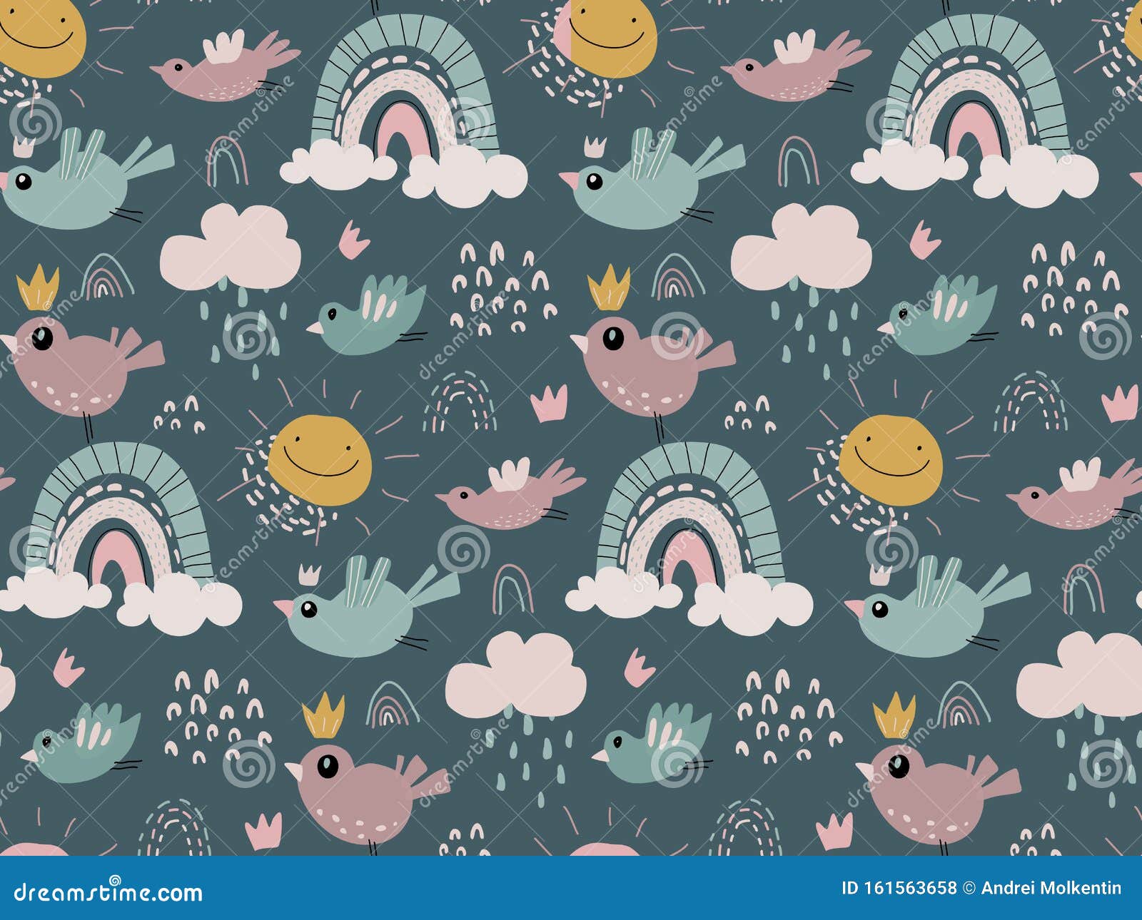 Rainbow Birds On A Wire Vector Illustration | CartoonDealer.com #4918360