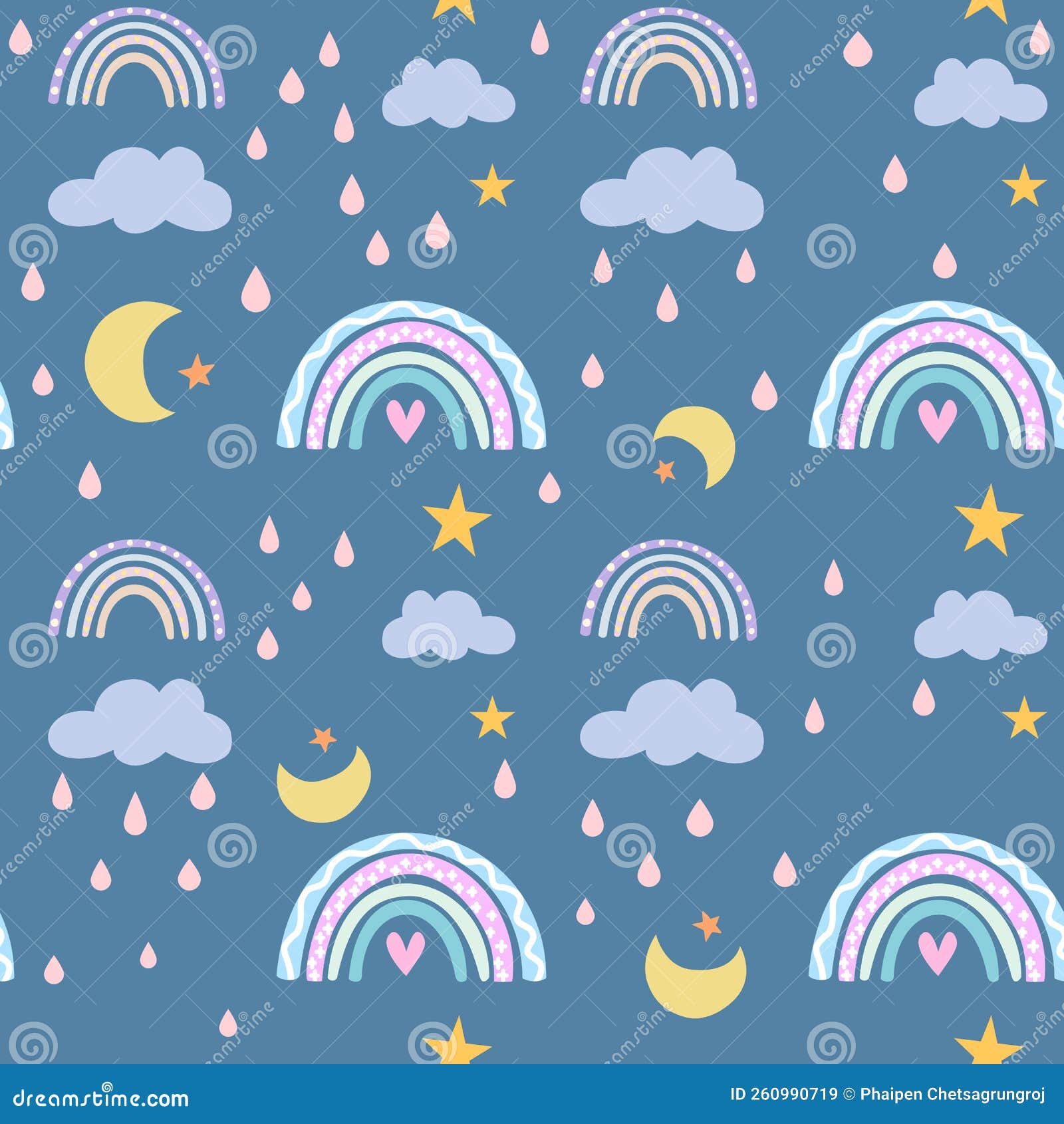 Vector Seamless Pattern Rainbow on a Blue Background Stock Vector ...