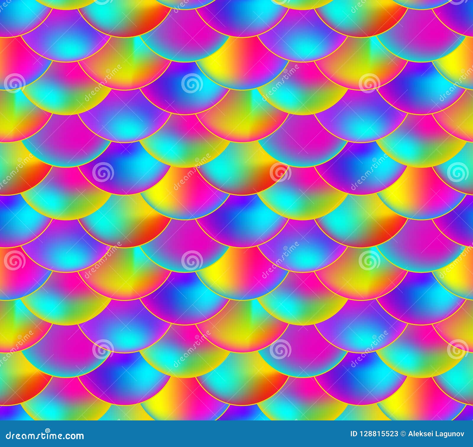 Vector Seamless Pattern, Rainbow Colored Scale, Colorful Endless ...