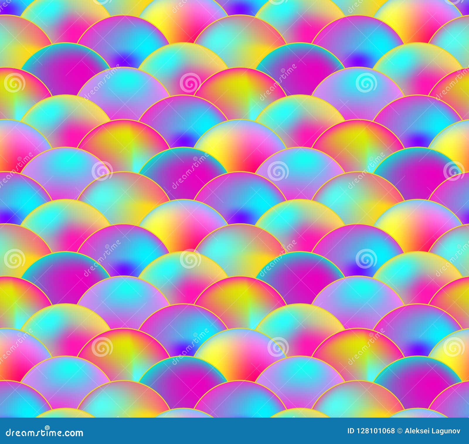 Vector Seamless Pattern, Rainbow Scale, Colorful Illustration. Stock ...