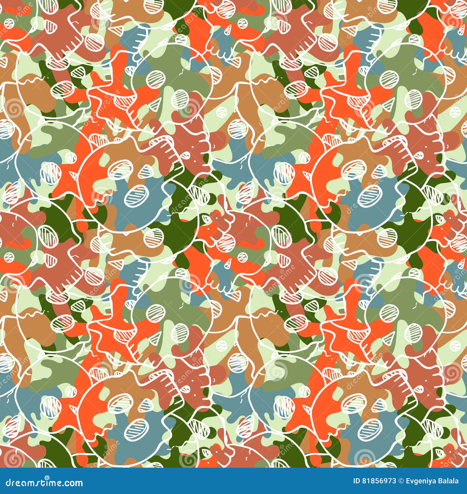 Vector Seamless Pattern with Random Skulls. Stock Vector - Illustration ...