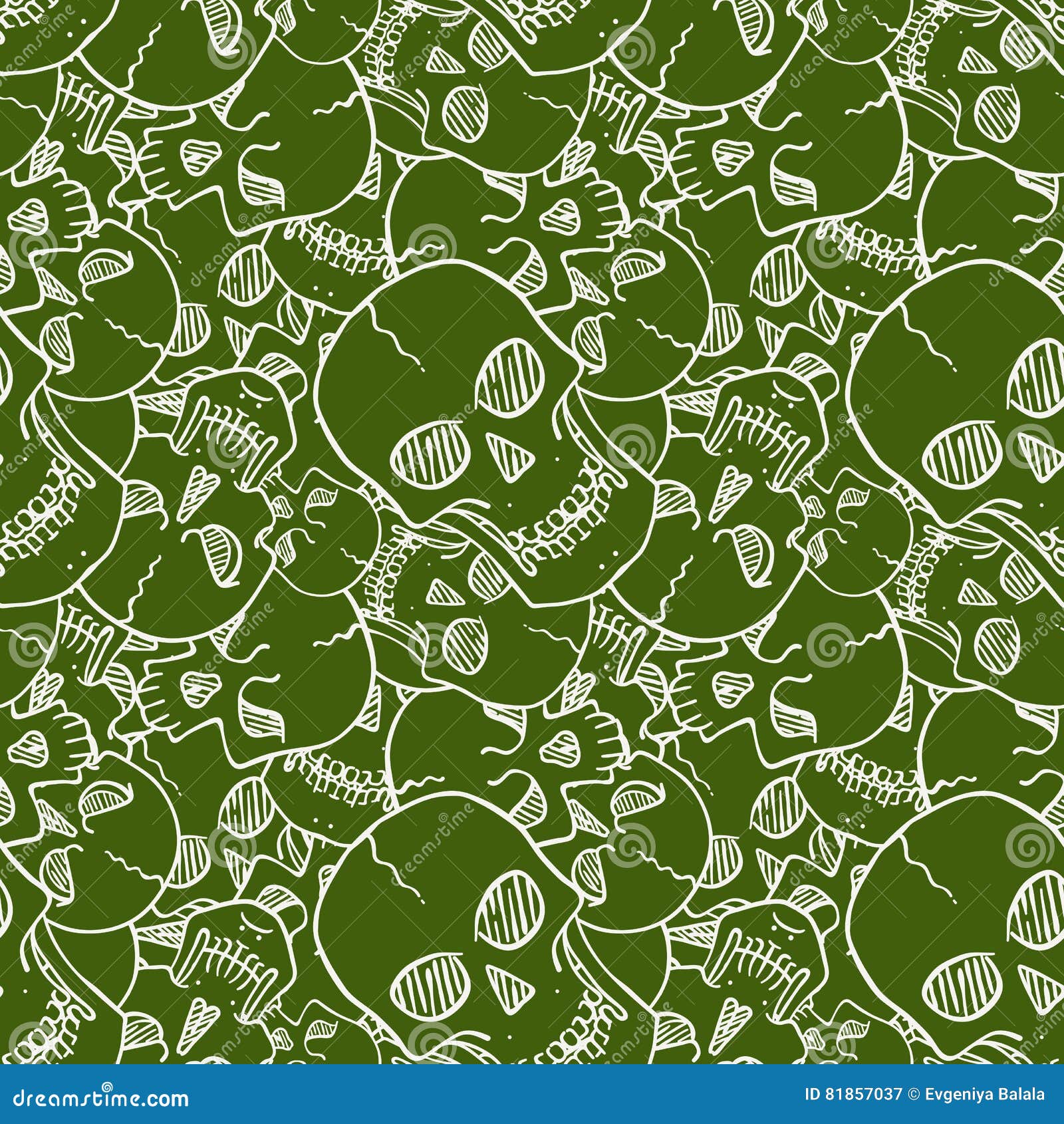 Vector Seamless Pattern with Random Skulls. Stock Vector - Illustration ...