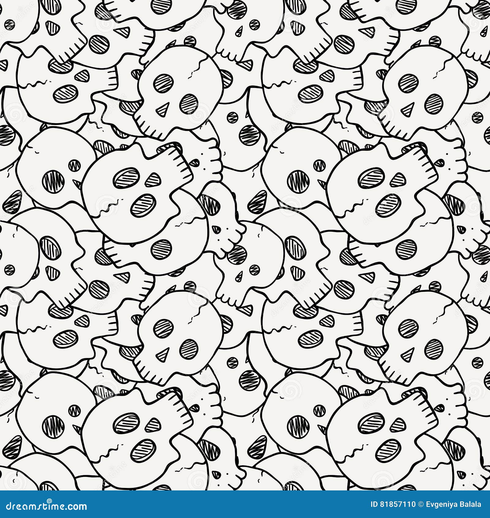 Vector Seamless Pattern with Random Skulls. Stock Vector - Illustration ...