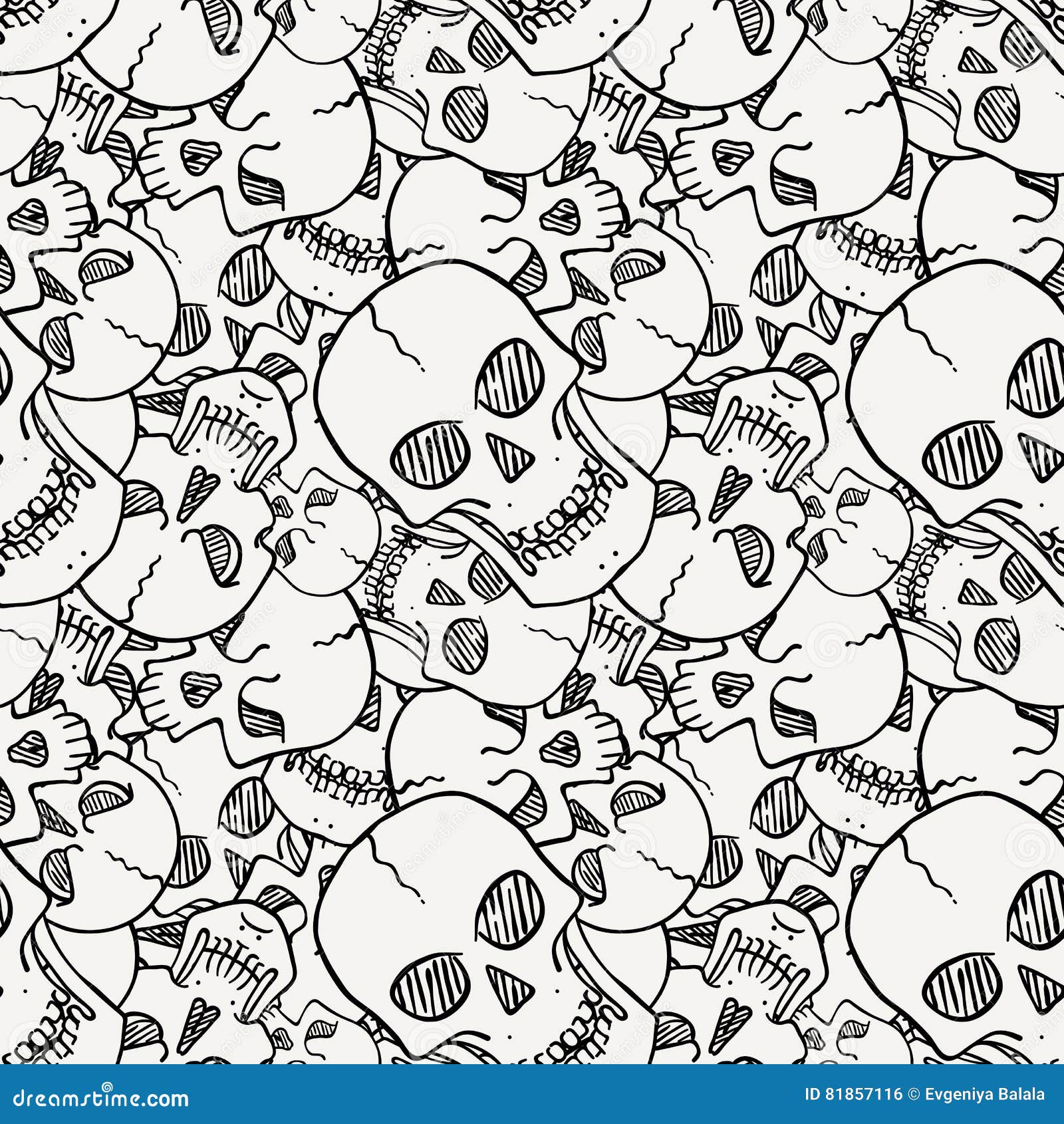 Vector Seamless Pattern with Random Skulls. Stock Vector - Illustration ...