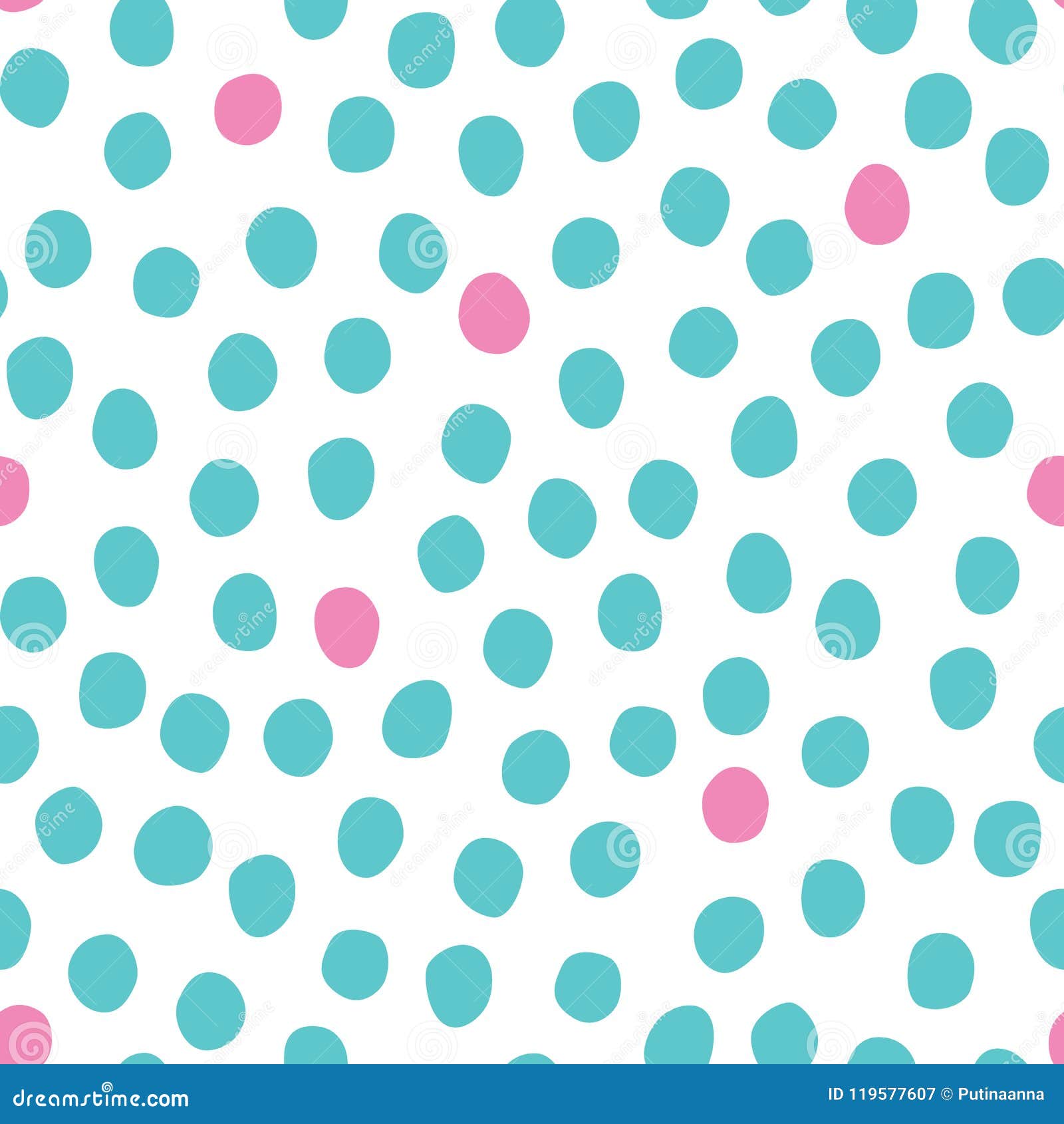 Vector Seamless Pattern with Randomly Placed Pink and Mint Hand Drawn ...
