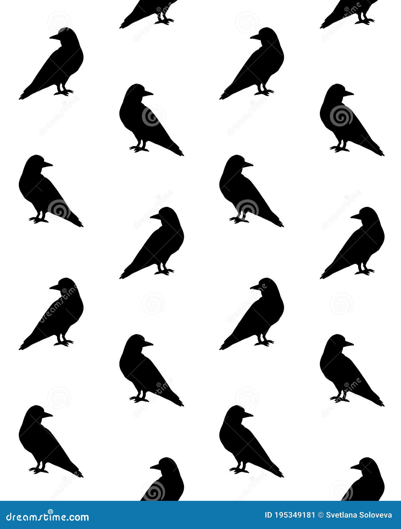 Vector Seamless Pattern of Raven Silhouette Stock Illustration ...