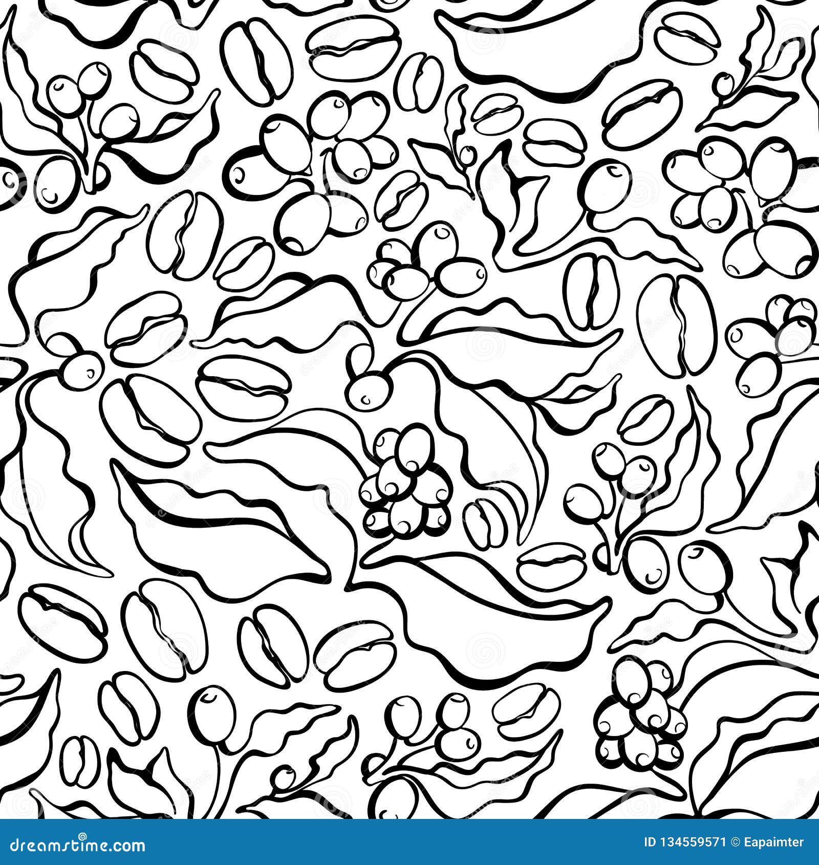 Vector Seamless Pattern. Realistic Coffee Tree Stock Vector ...