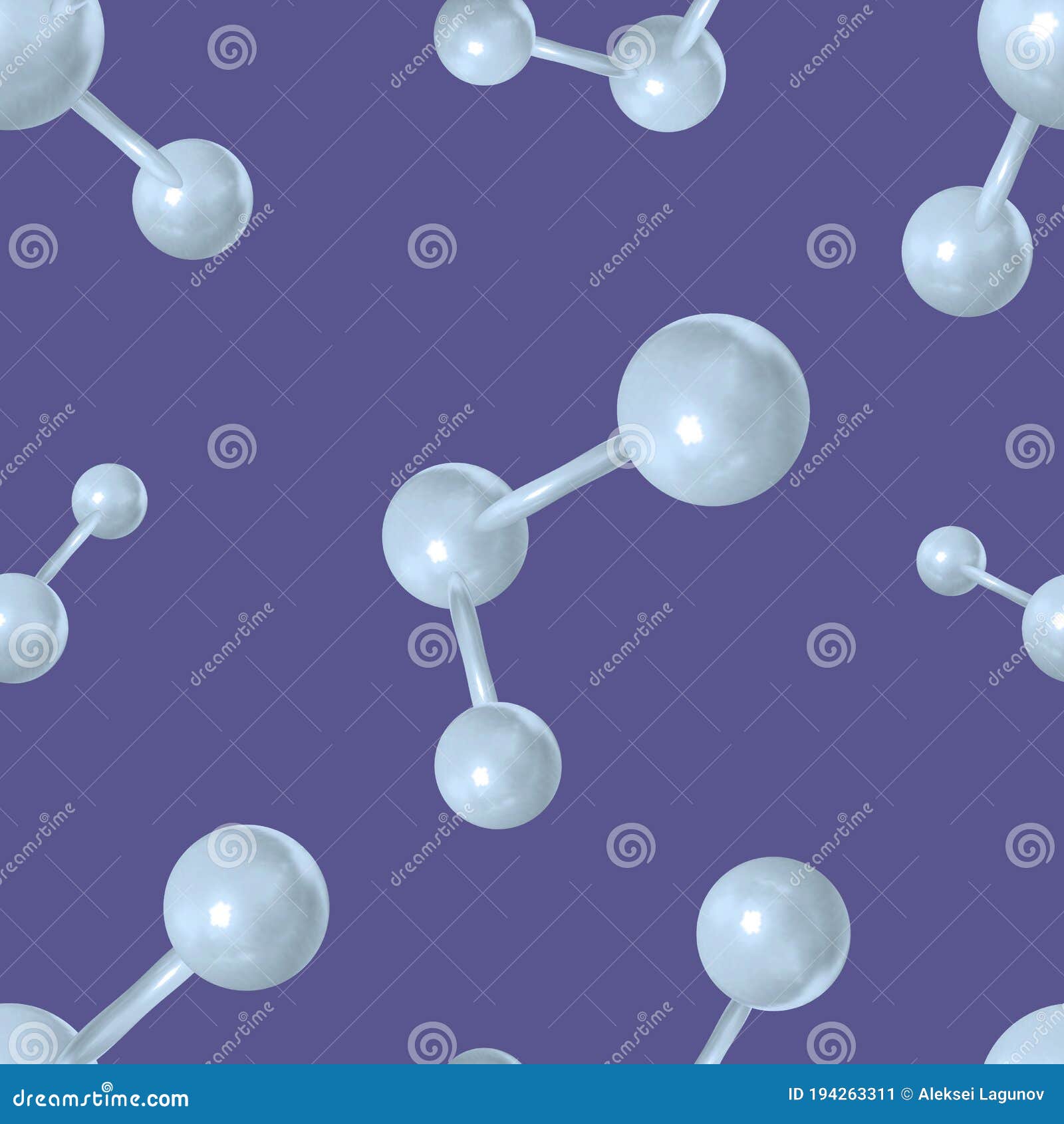 Vector Seamless Pattern, Realistic 3D Atoms, Blue Color Background ...