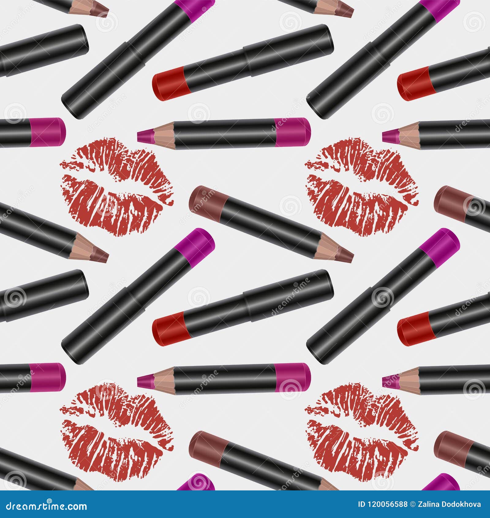 Vector, Seamless Pattern with Realistic 3d Lip Pencils, Product Mockup ...