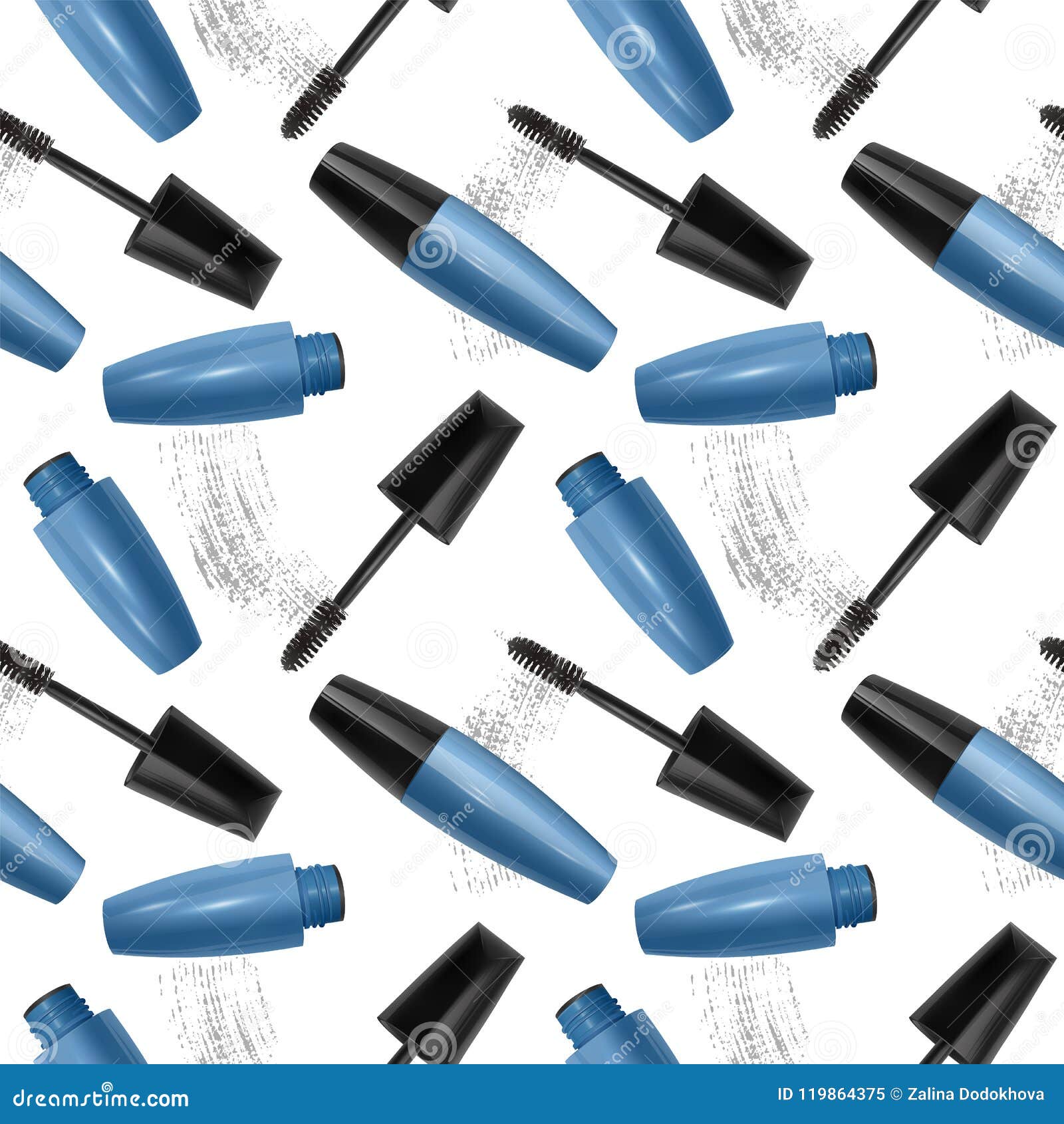 Vector Seamless Pattern with Realistic 3d Mascara, Brush and Mascara ...