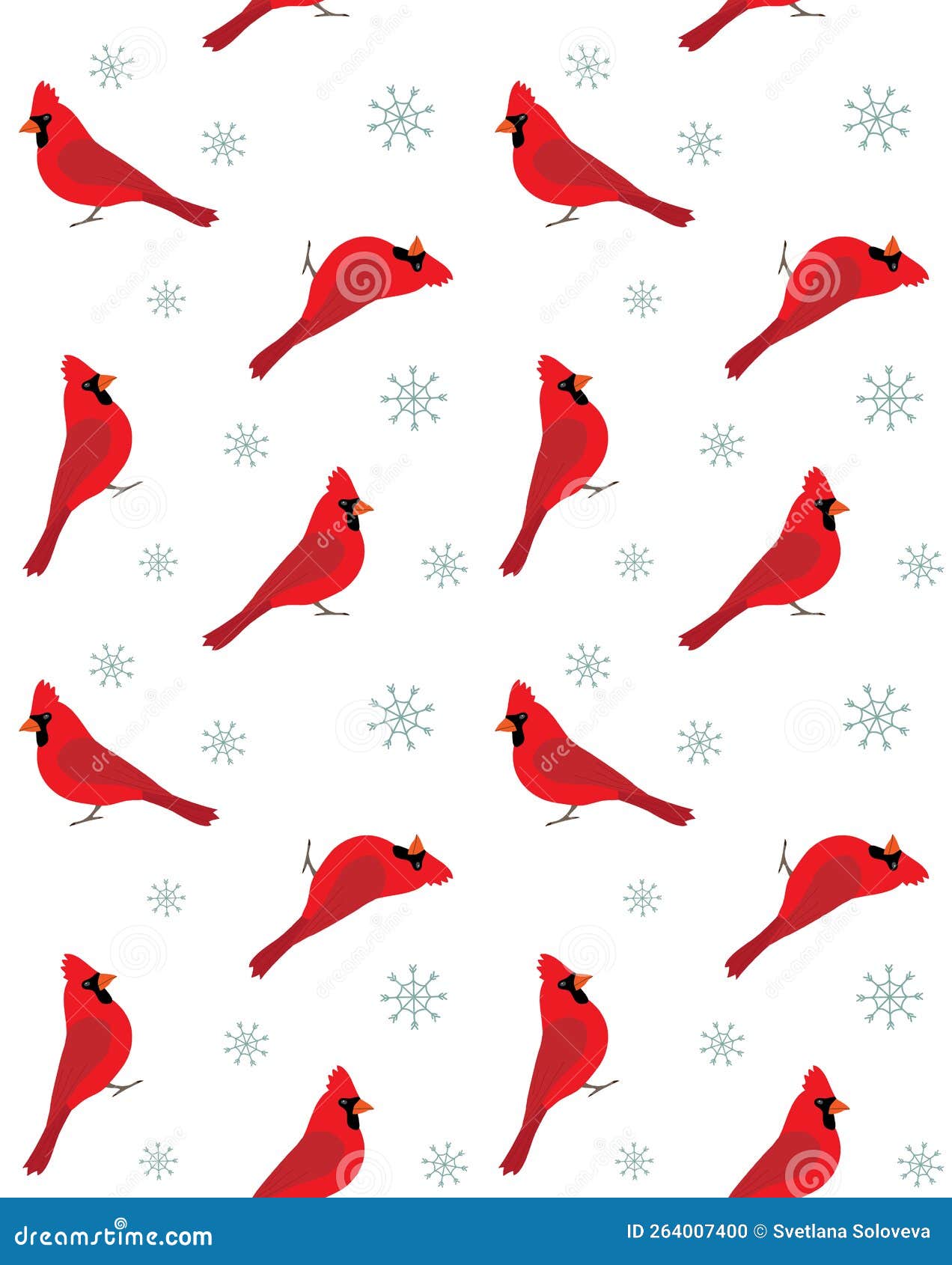 Vector Seamless Pattern of Red Cardinal Bird Stock Vector ...