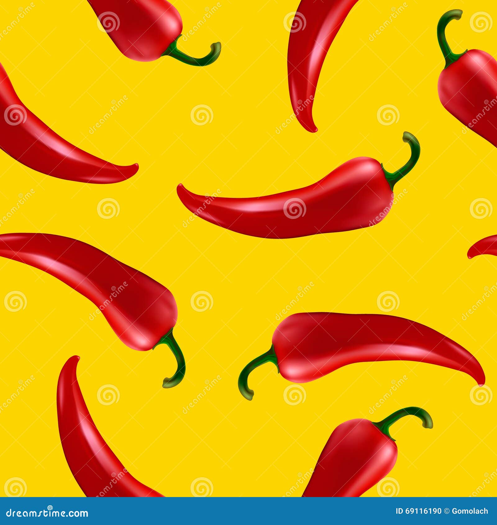 Vector Seamless Pattern with Red Chilli Pepper Stock Vector ...