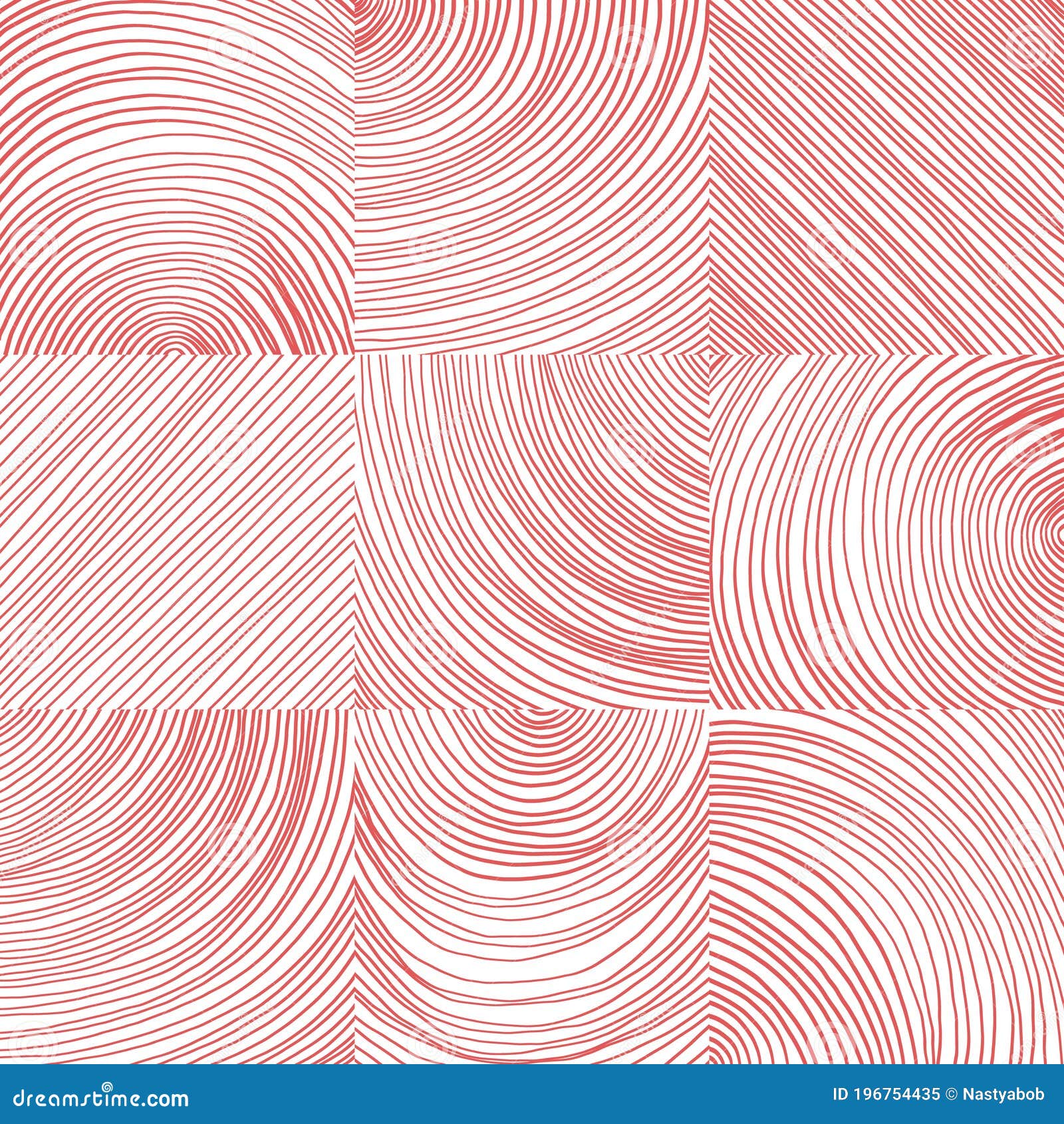 Vector Seamless Pattern. Red Curved Lines on White Background Stock ...