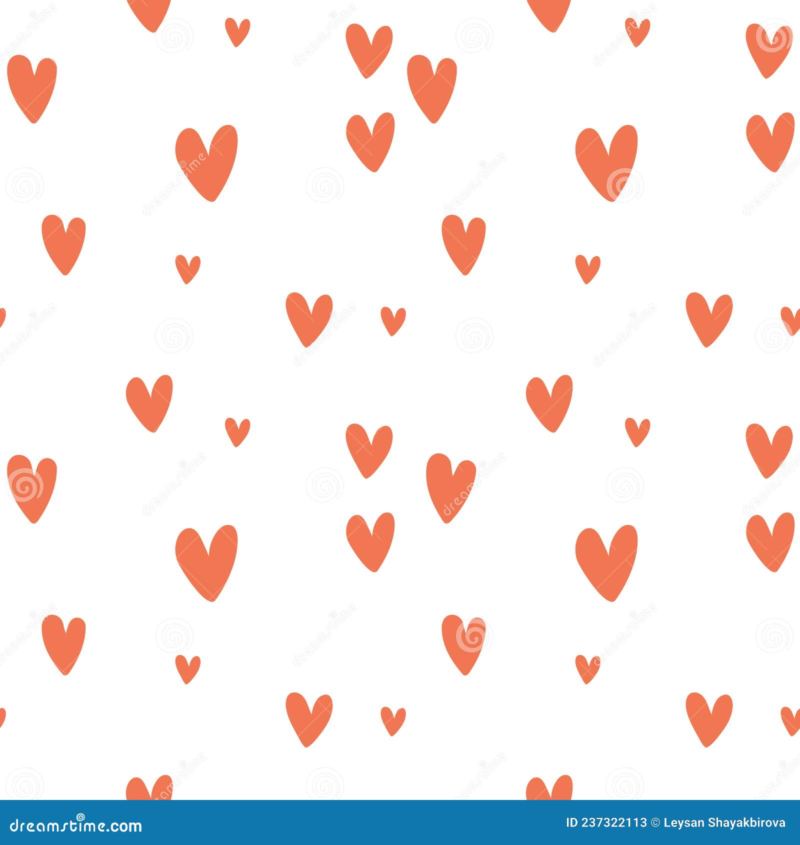 Vector Seamless Pattern with Red Cute Hearts Stock Vector ...