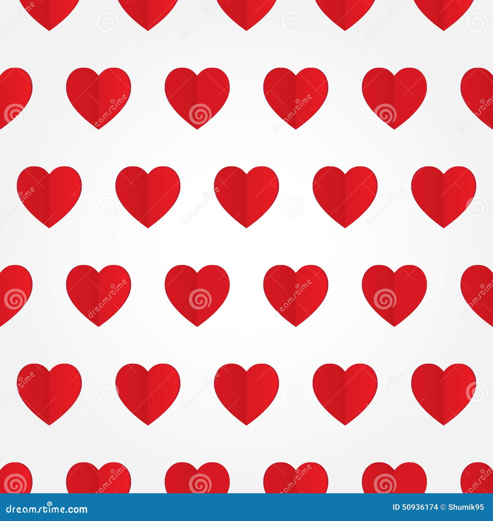 Vector Seamless Pattern with Red Heart in Flat Stock Vector ...