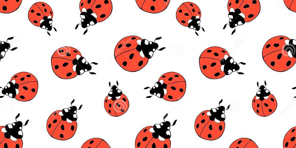 Vector Seamless Pattern of Red Ladybugs of Different Sizes in Flat ...