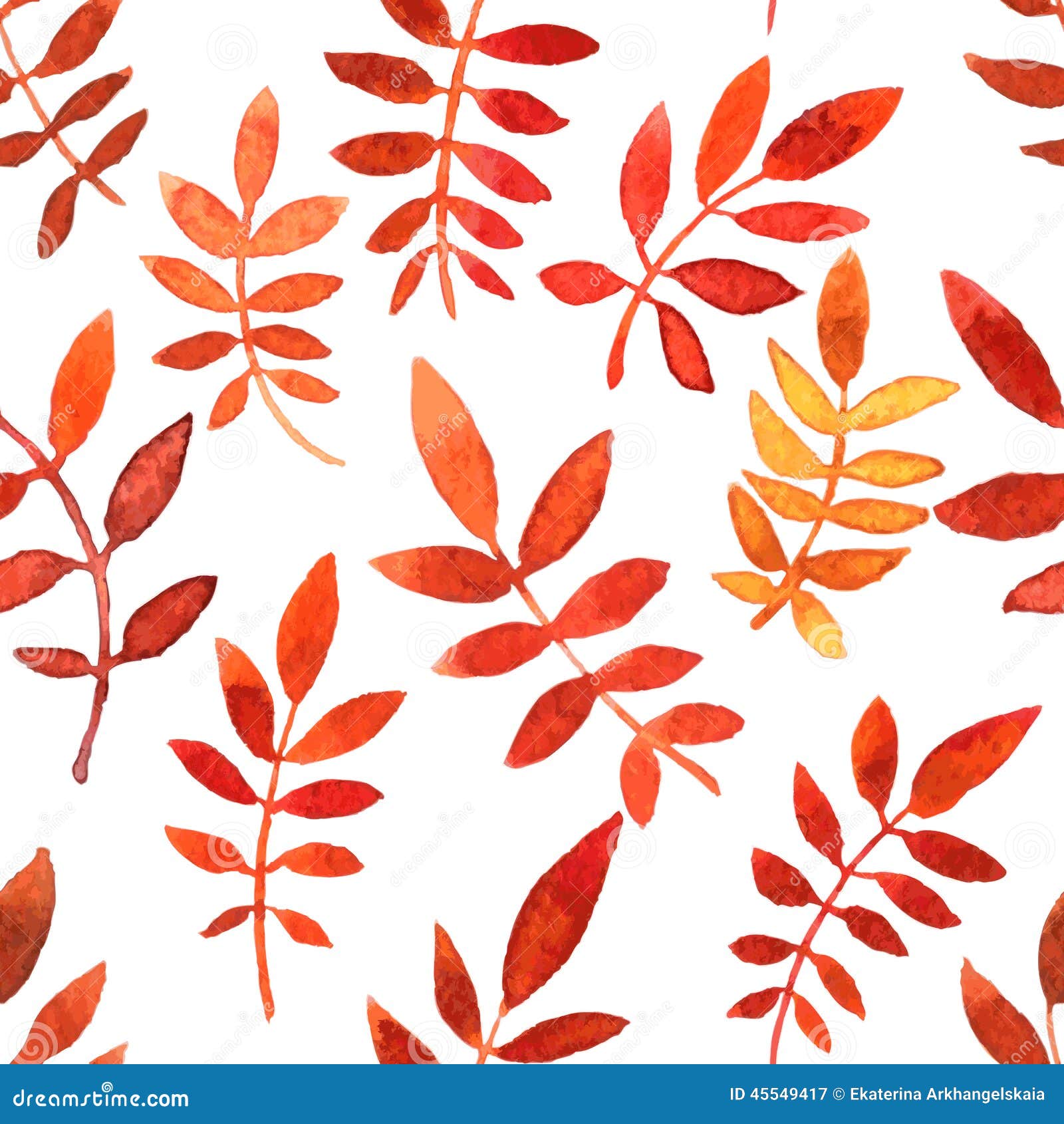 Vector Seamless Pattern with Red Leaves Stock Vector - Illustration of ...