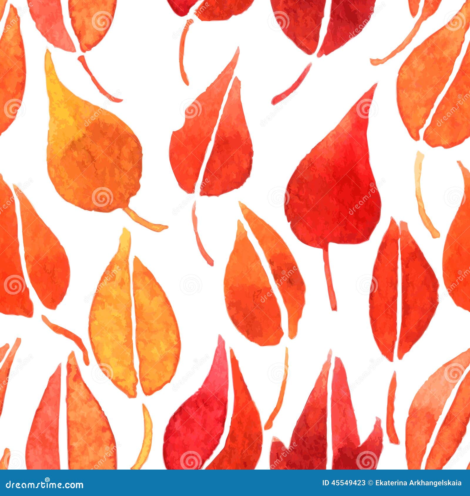 Vector Seamless Pattern with Red Leaves Stock Vector - Illustration of ...