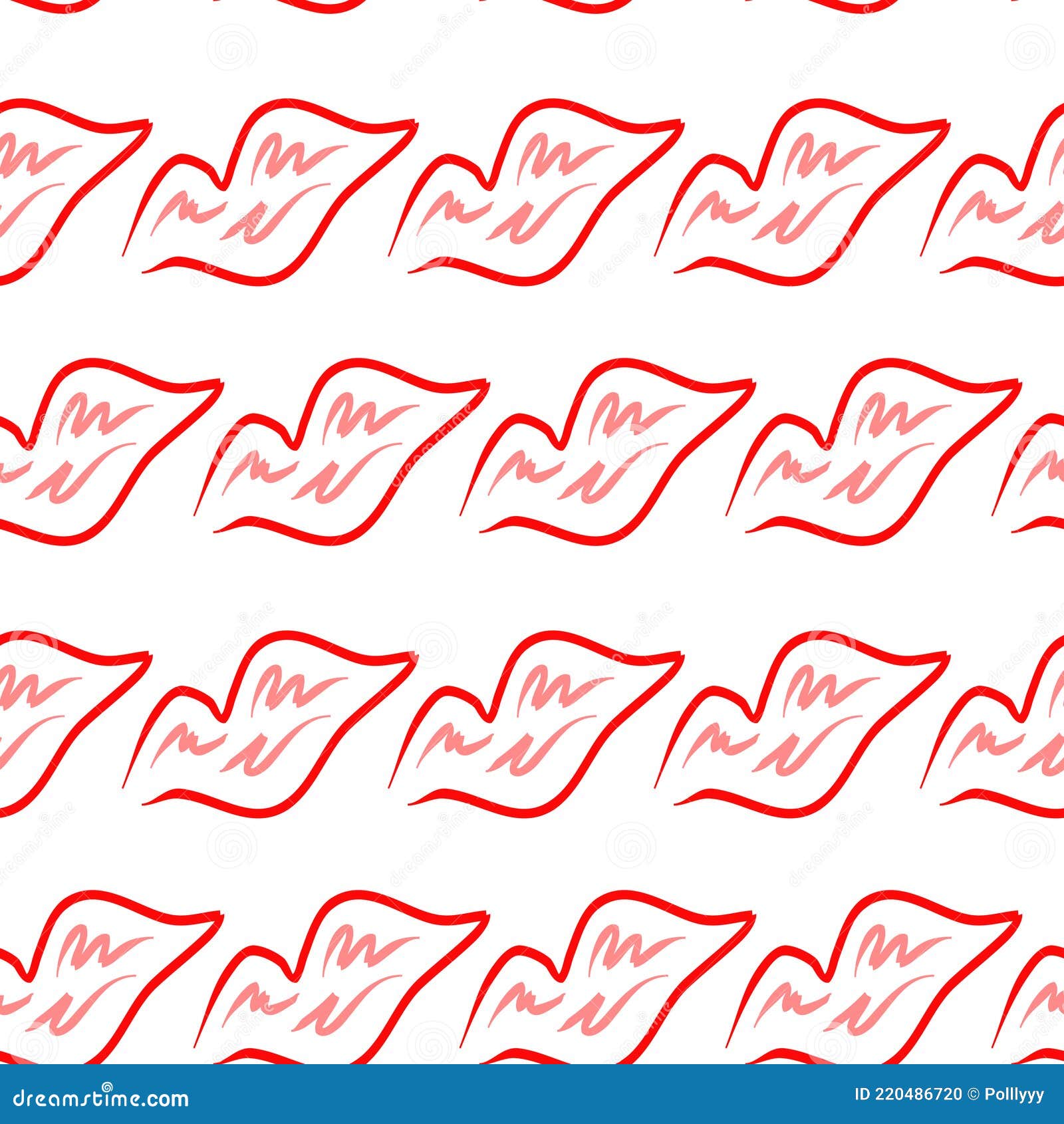 Vector Seamless Pattern Red Lips, Kiss. Background Illustration ...
