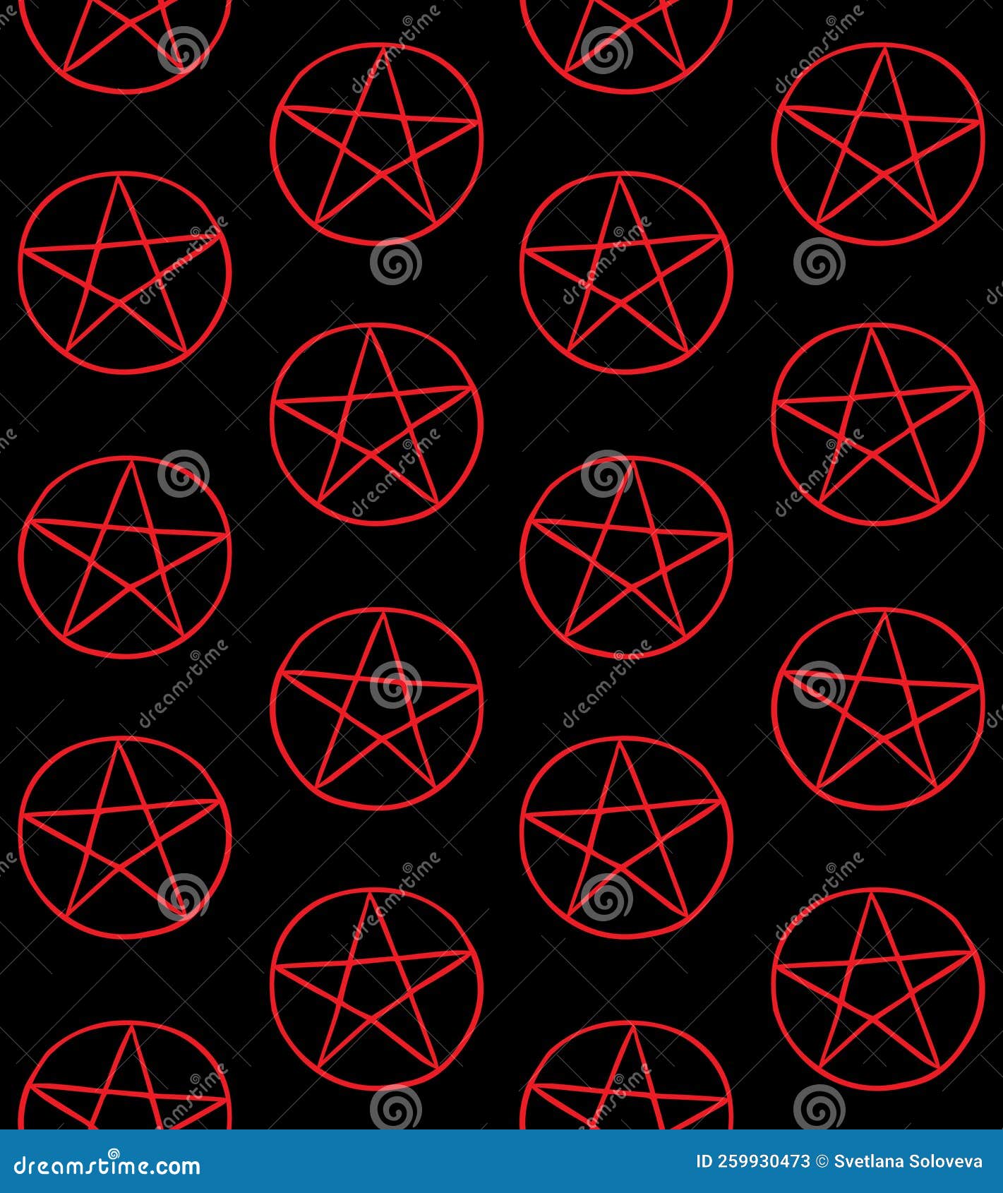 Vector Seamless Pattern of Red Pentagram Stock Vector - Illustration of ...
