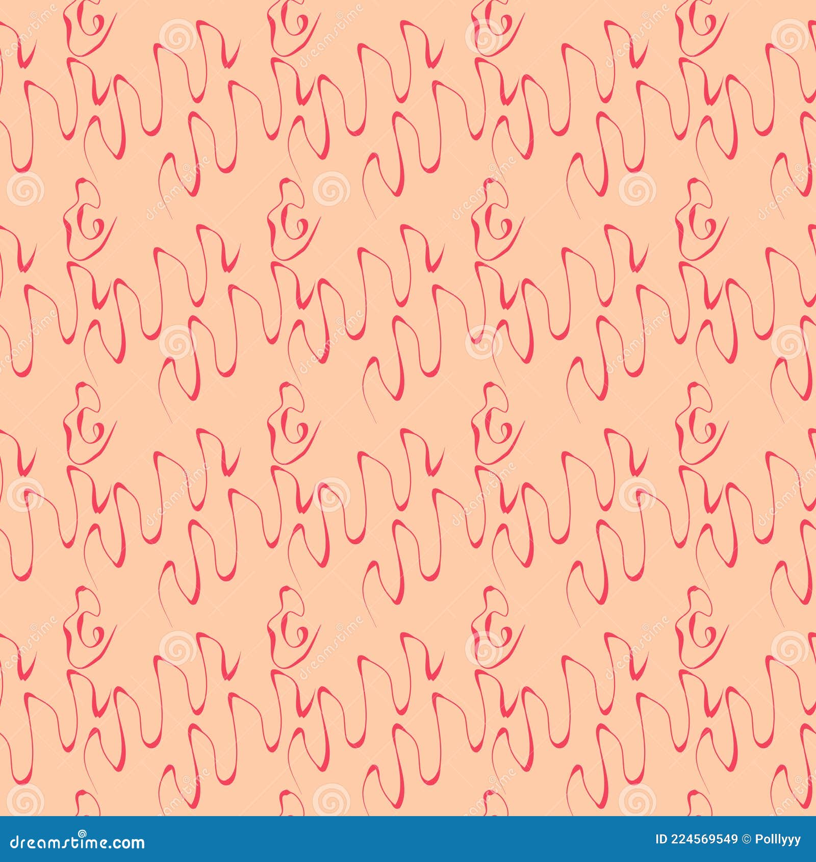 Vector Seamless Pattern with Red Squiggles, Abstraction. Background ...