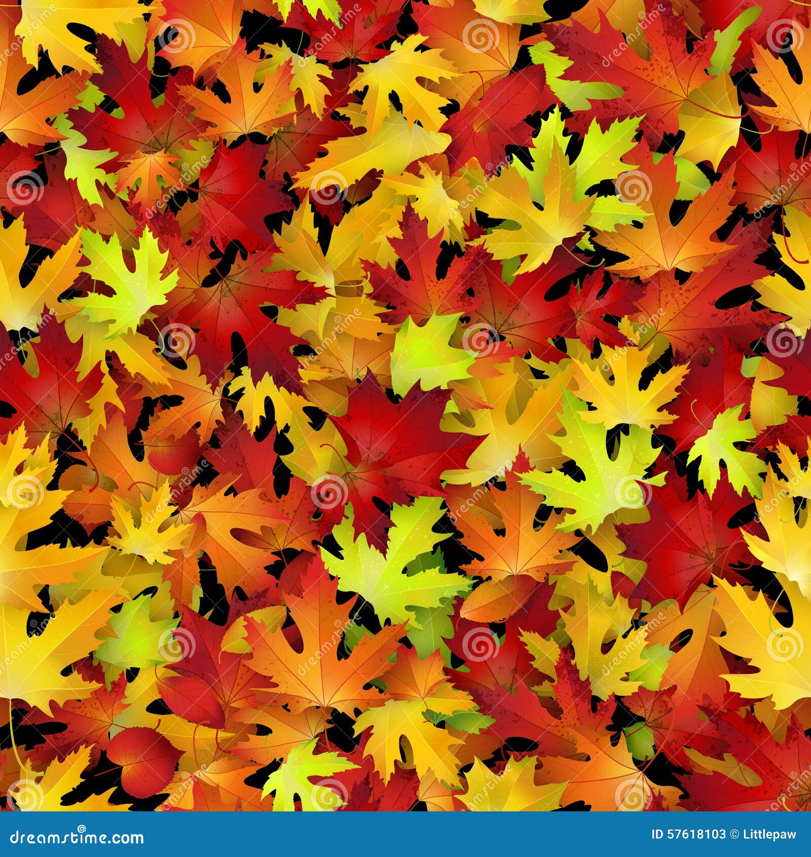Vector Seamless Pattern with Red and Yellow Autumn Leaves Stock Vector ...