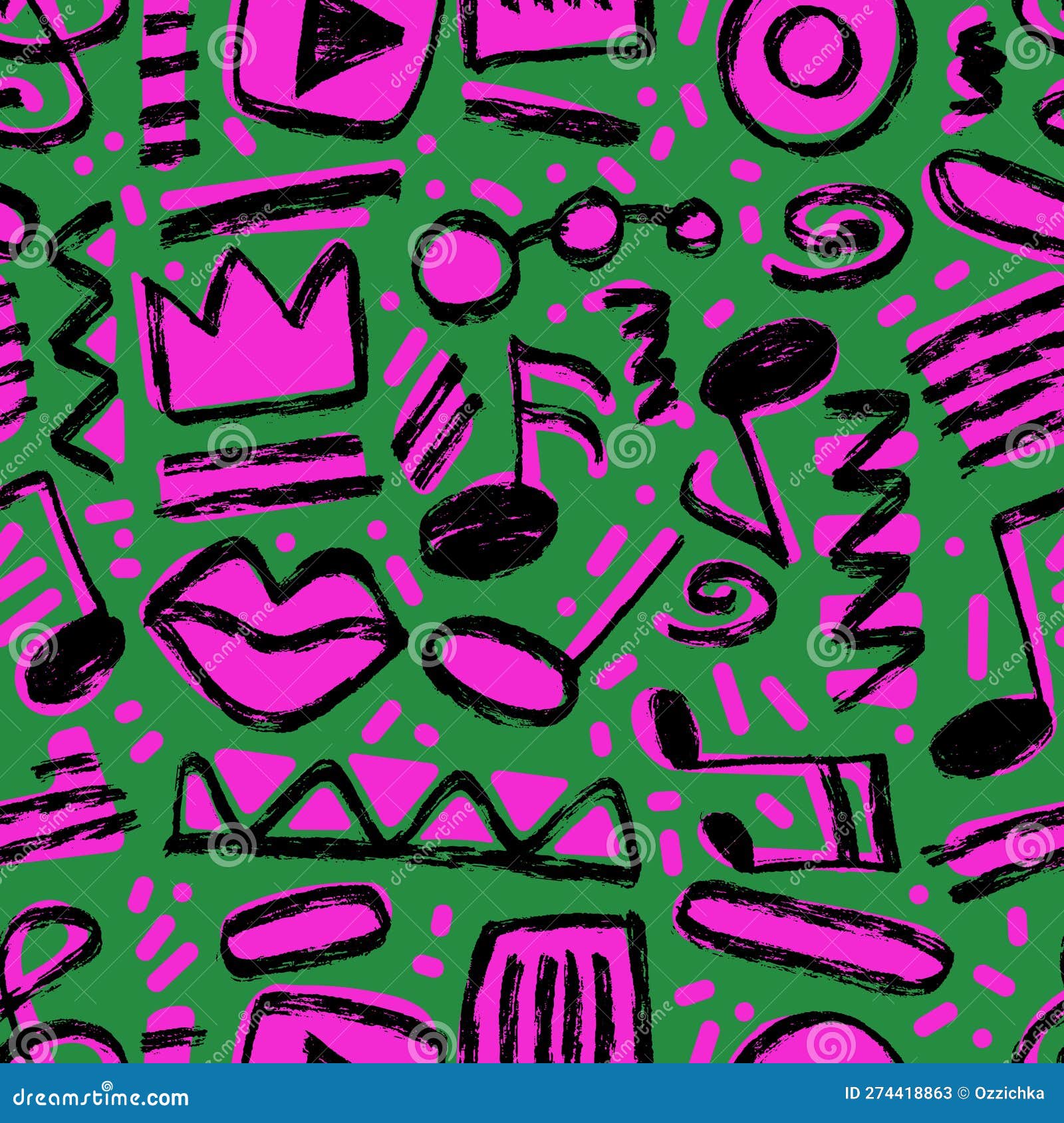 Vector Seamless Pattern. Repeatable Backdrop with Hand Drawn Music ...