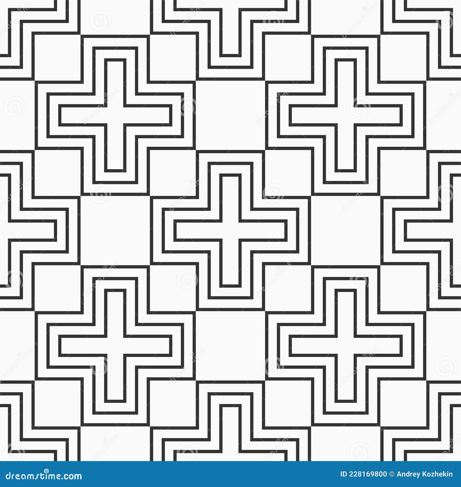 Vector Seamless Pattern. Repeating Geometric Tiles Cross Shapes Stock ...
