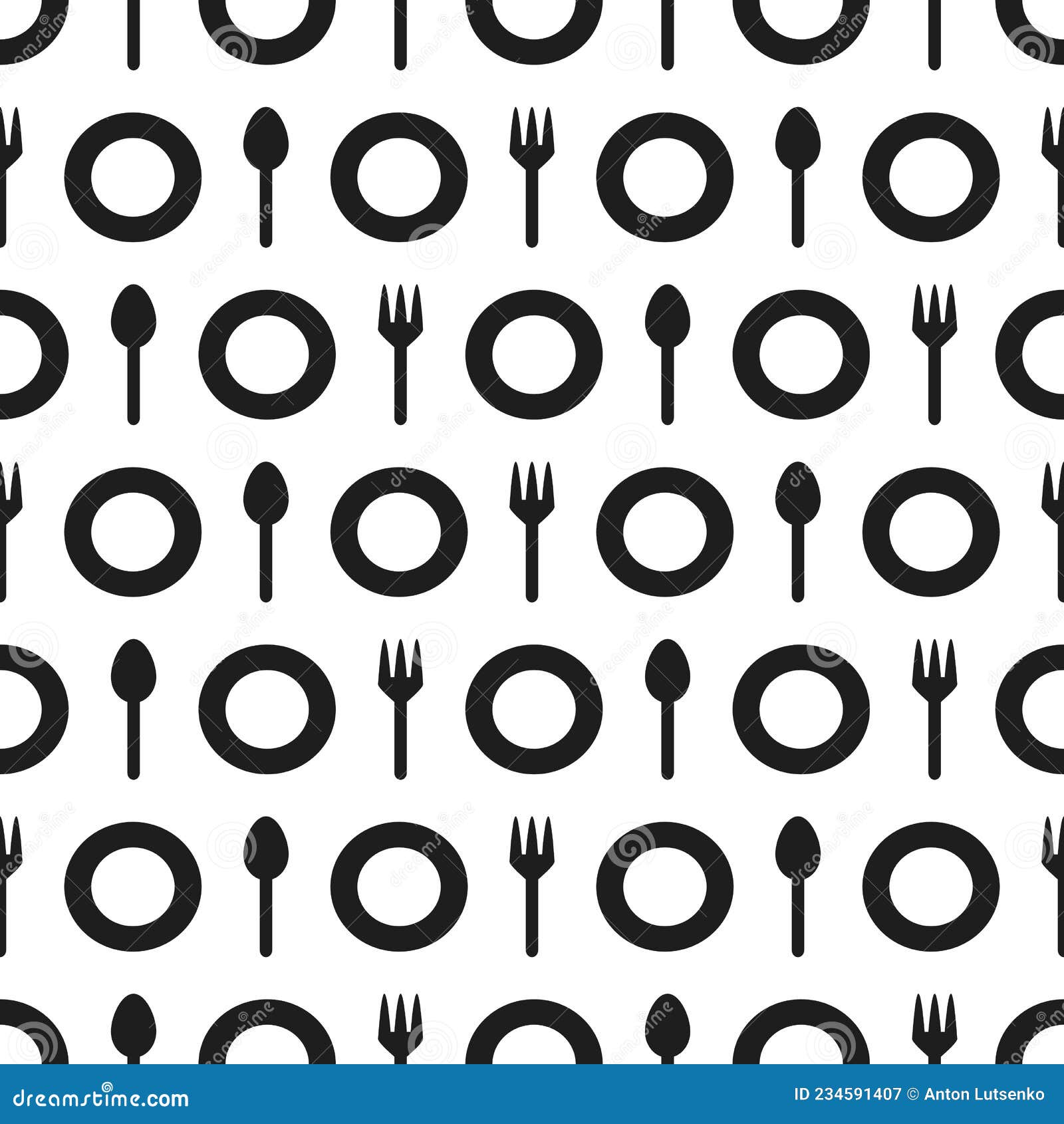 Vector Seamless Pattern of Repeating Texture with Fork and Spoon Signs ...