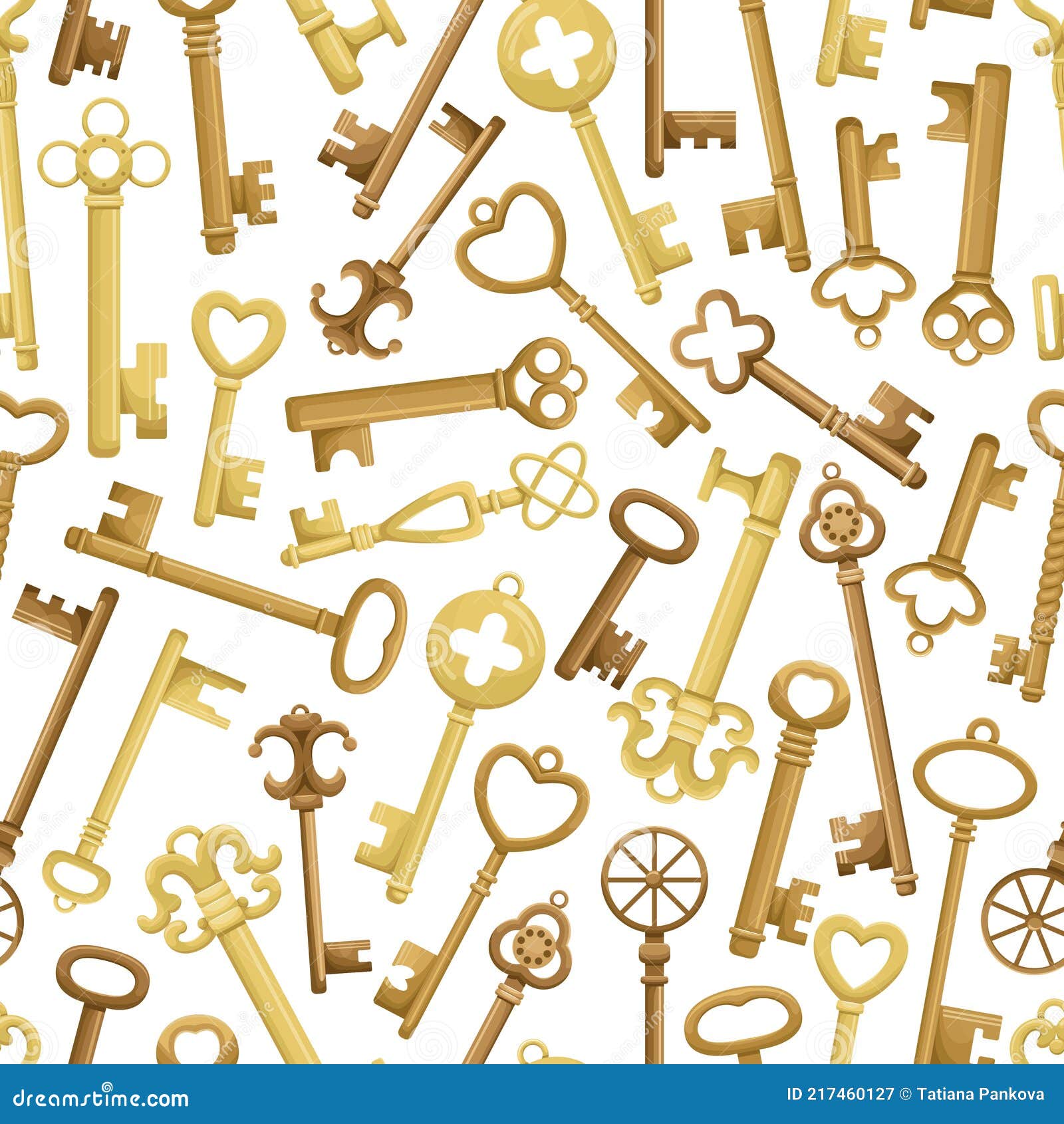 Vector Seamless Pattern with Retro Keys. Vintage Background Stock ...