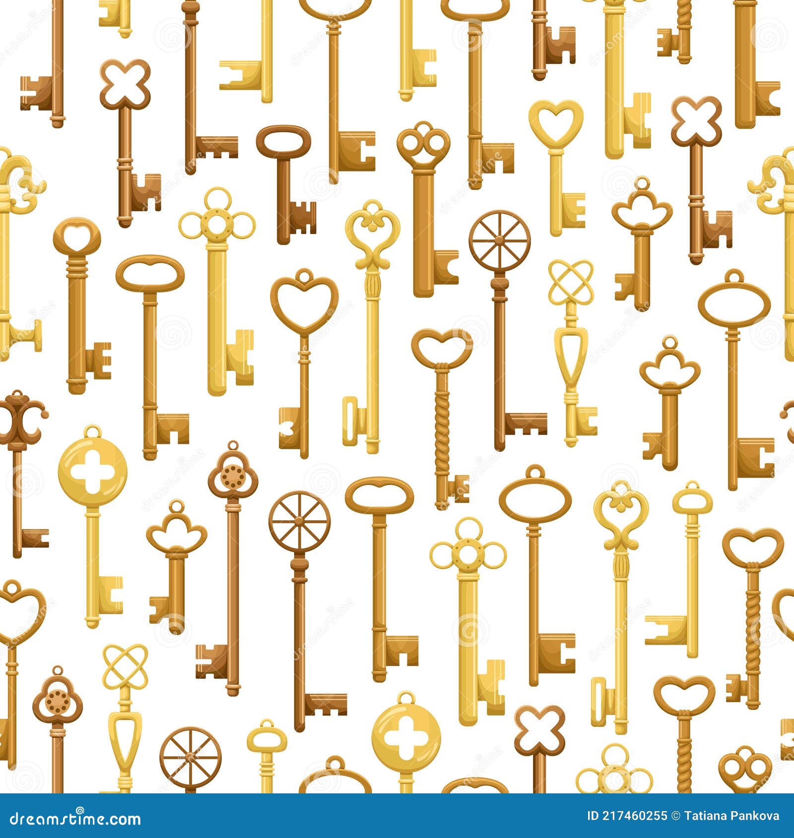 Vector Seamless Pattern with Retro Keys. Vintage Background Stock ...