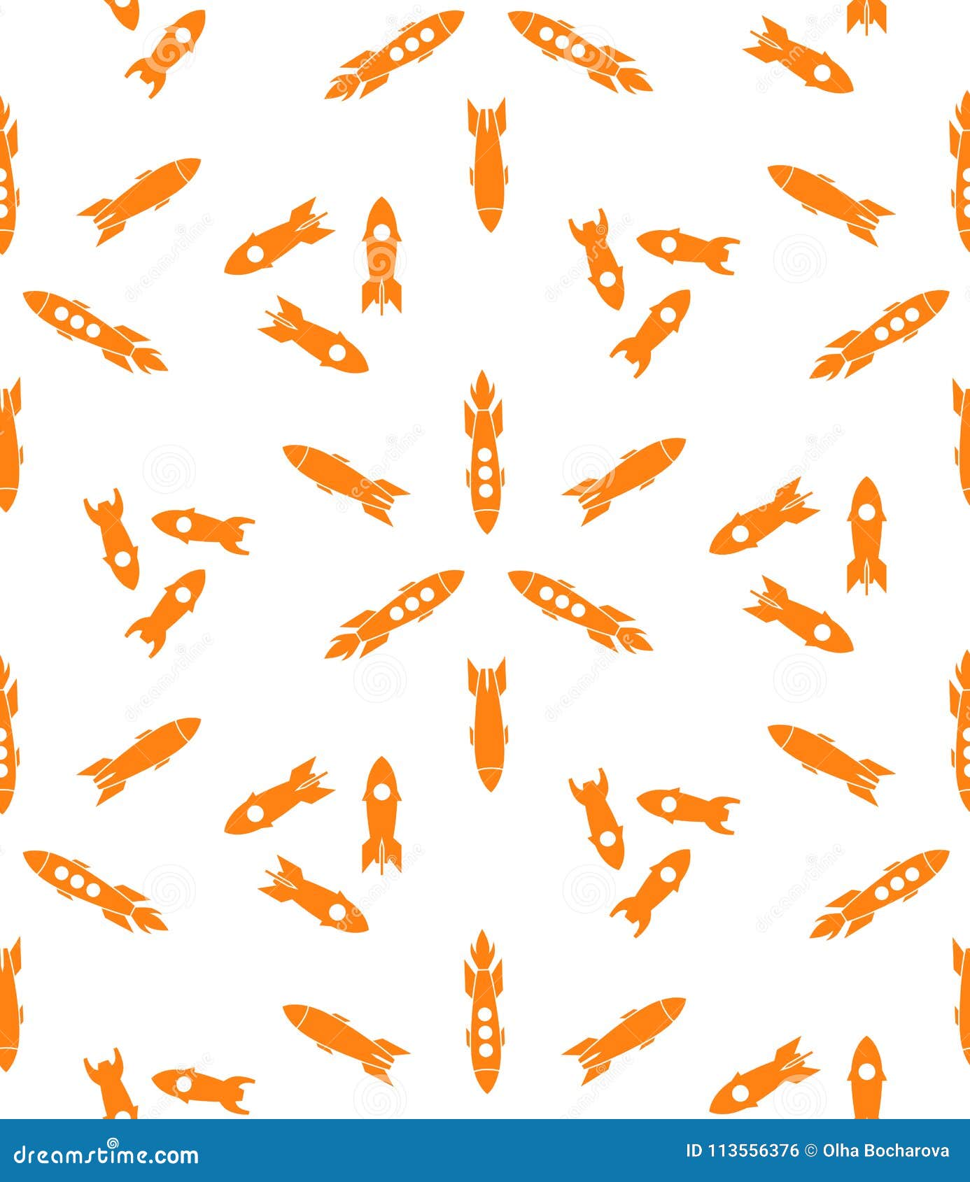 Vector Seamless Pattern from Rocket Icon and Rocket Silhouette Stock ...