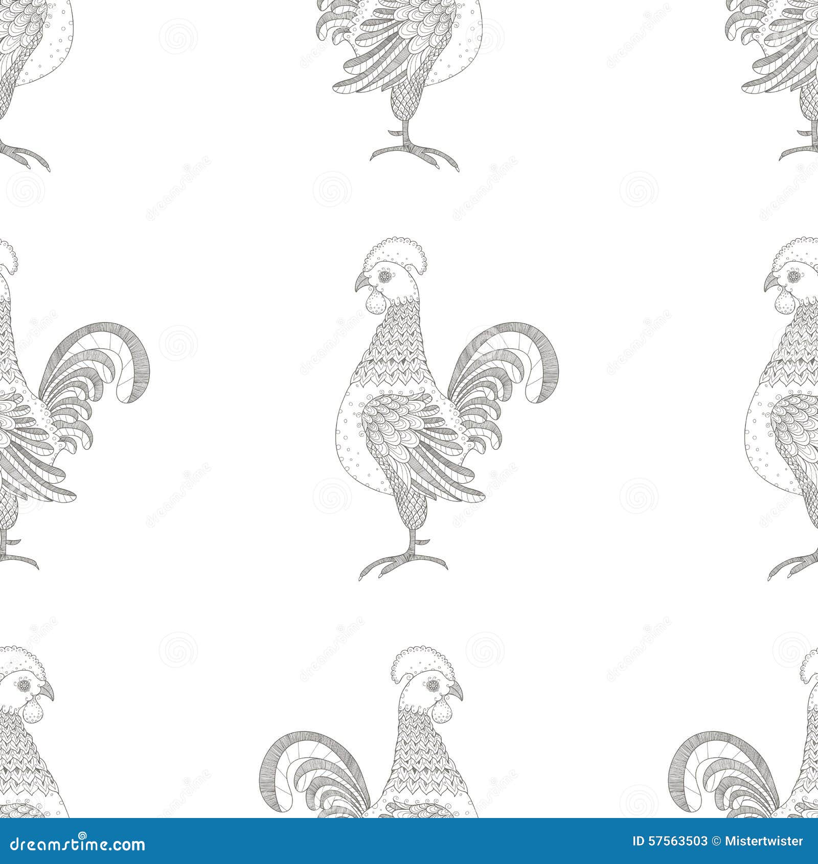 Vector Seamless Pattern. Rooster Ornaments Stock Vector - Illustration ...