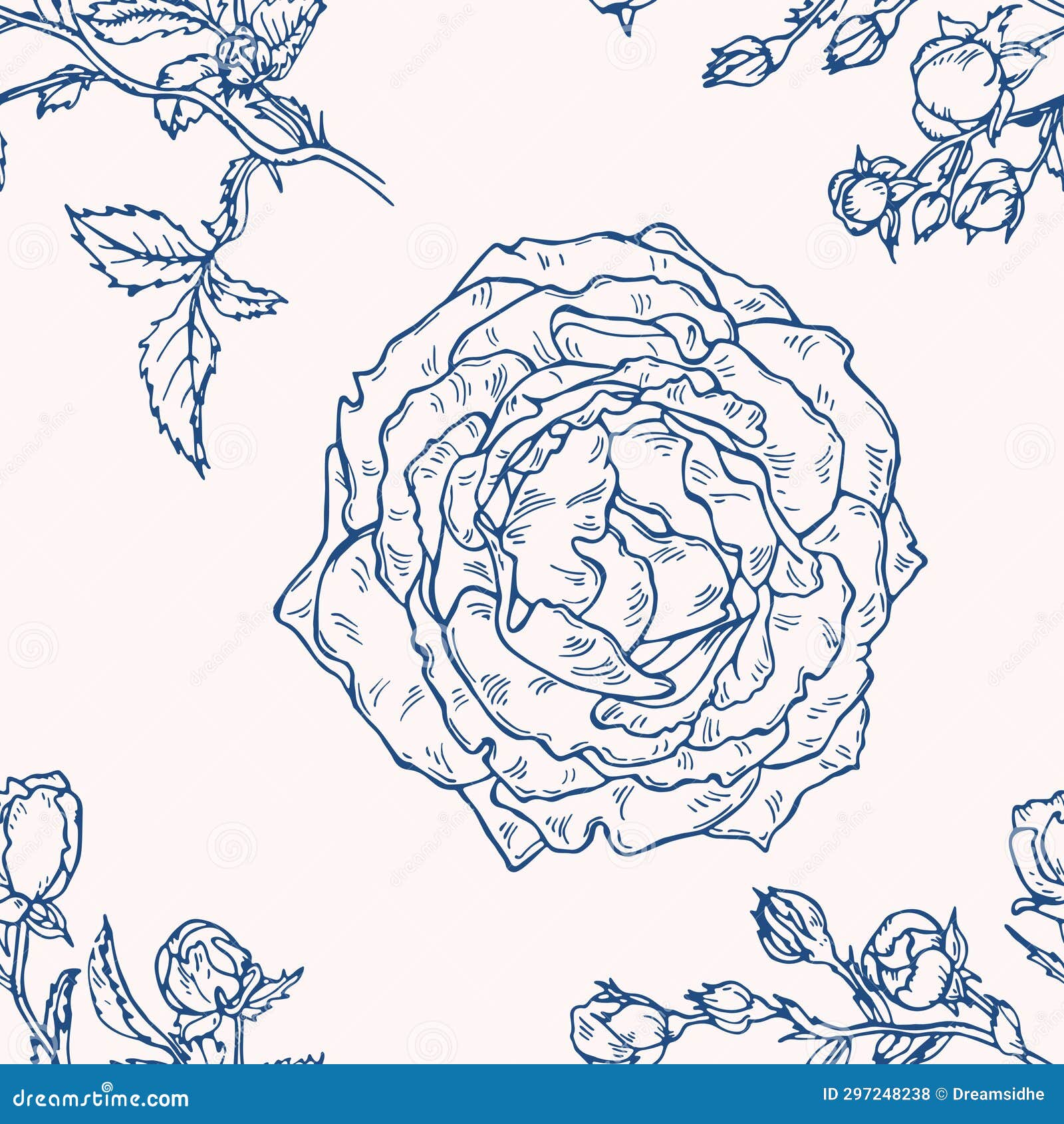 Vector Seamless Pattern with Roses. Hand Drawn Textures Stock Vector ...