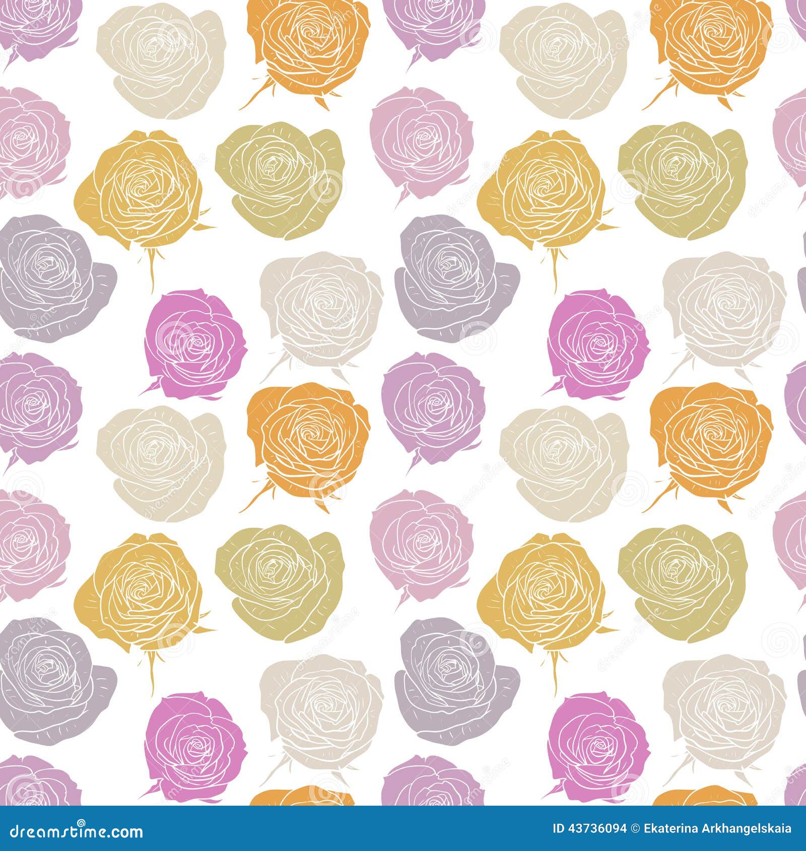 Vector Seamless Pattern with Roses Stock Vector - Illustration of ...