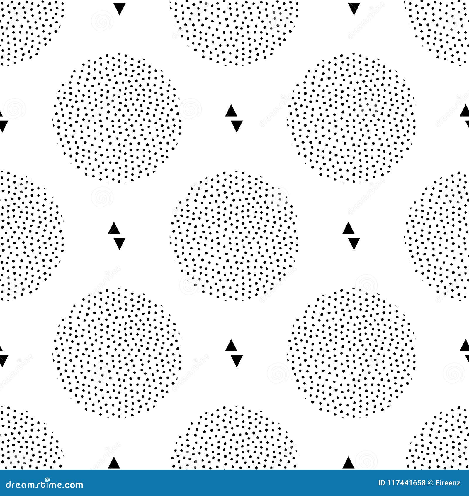 Vector Seamless Pattern with Round Dotted Elements and Triangles Stock ...