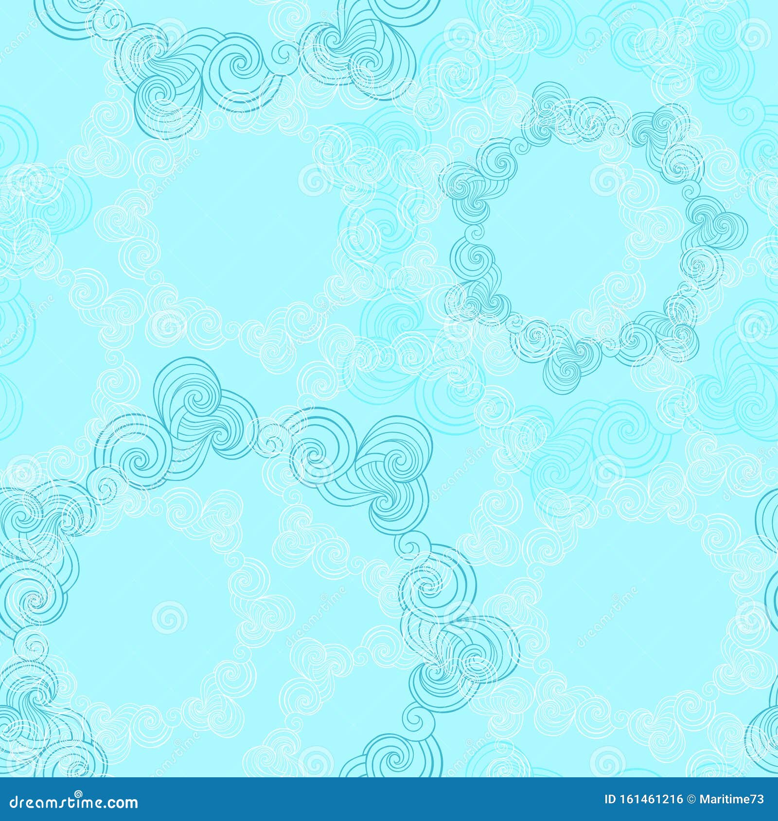 Vector Seamless Pattern with Round Waves Ornamental Elements. Stock ...