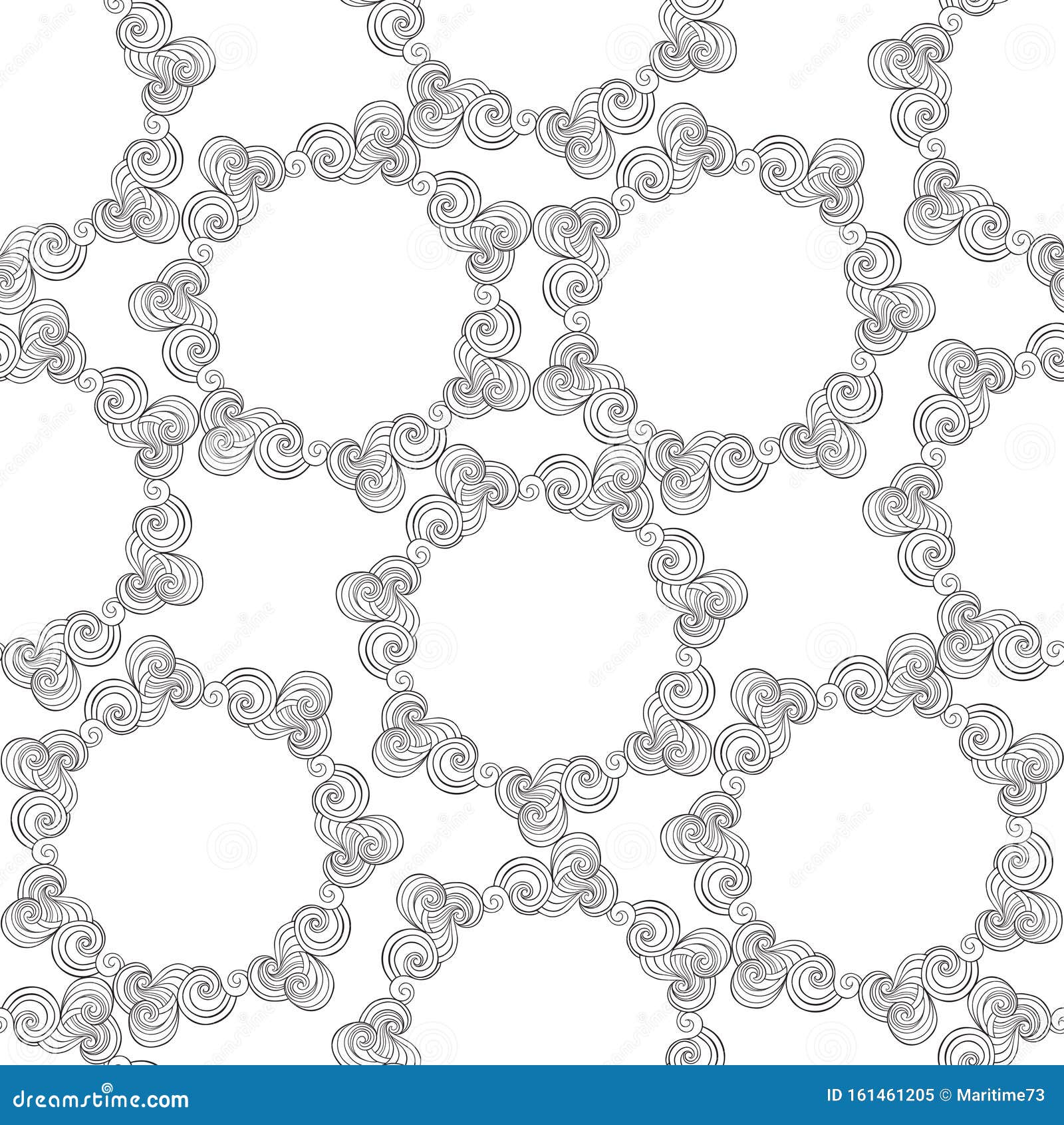 Vector Seamless Pattern with Round Waves Ornamental Elements ...
