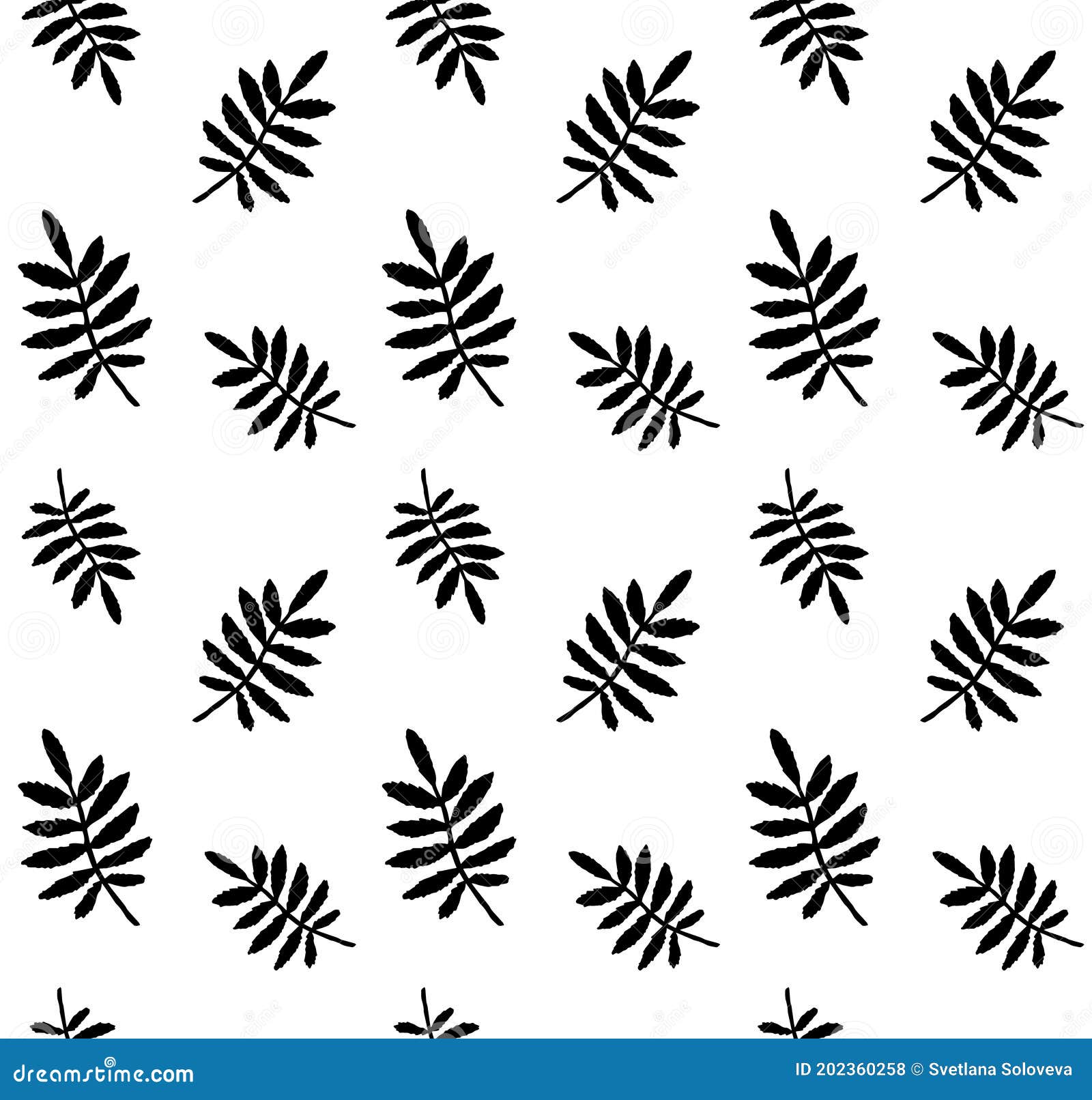 Vector Seamless Pattern of Rowan Leaf Silhouette Stock Illustration ...