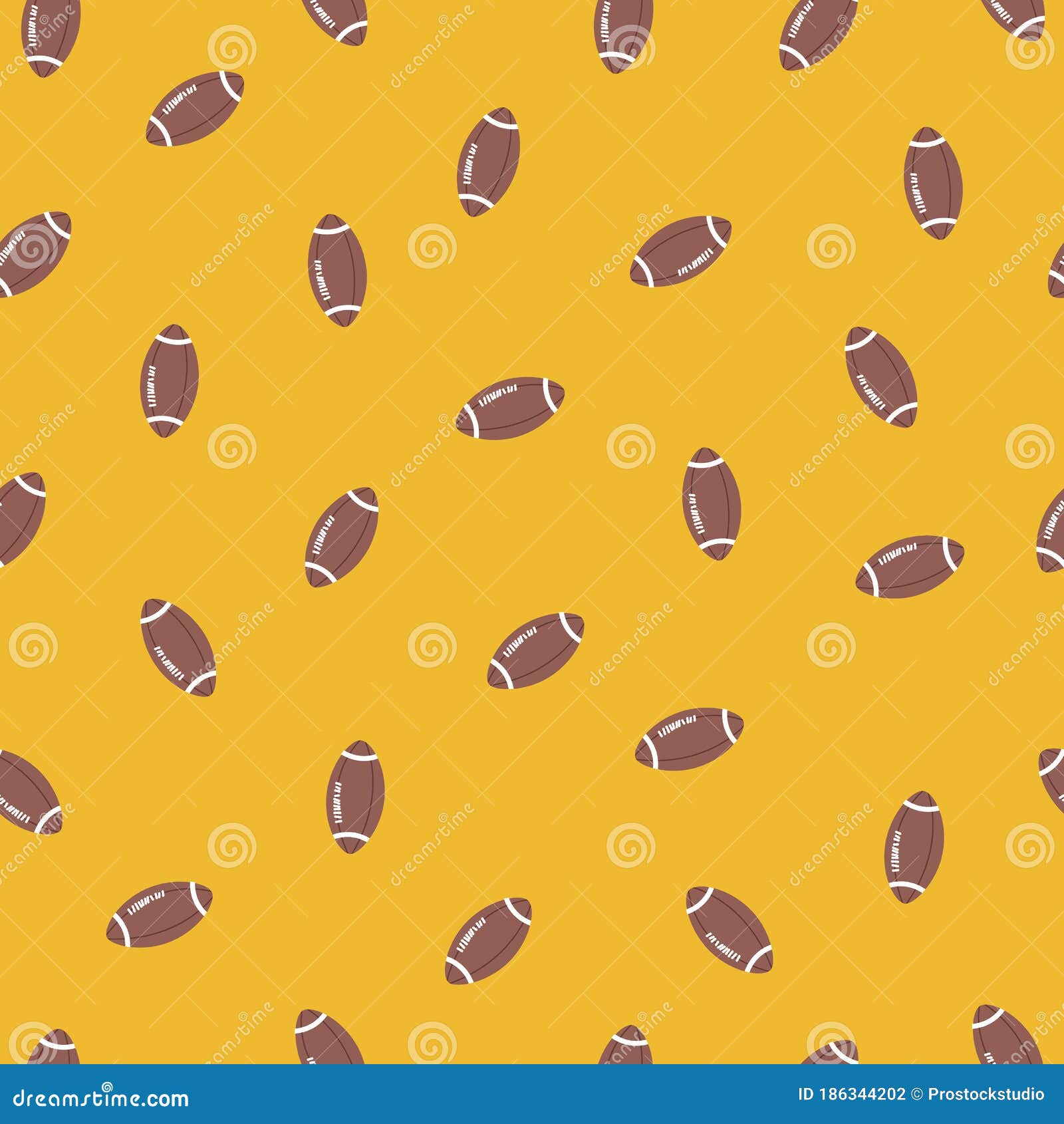 Vector Seamless Pattern with Rugby Balls on Orange Background. Team ...