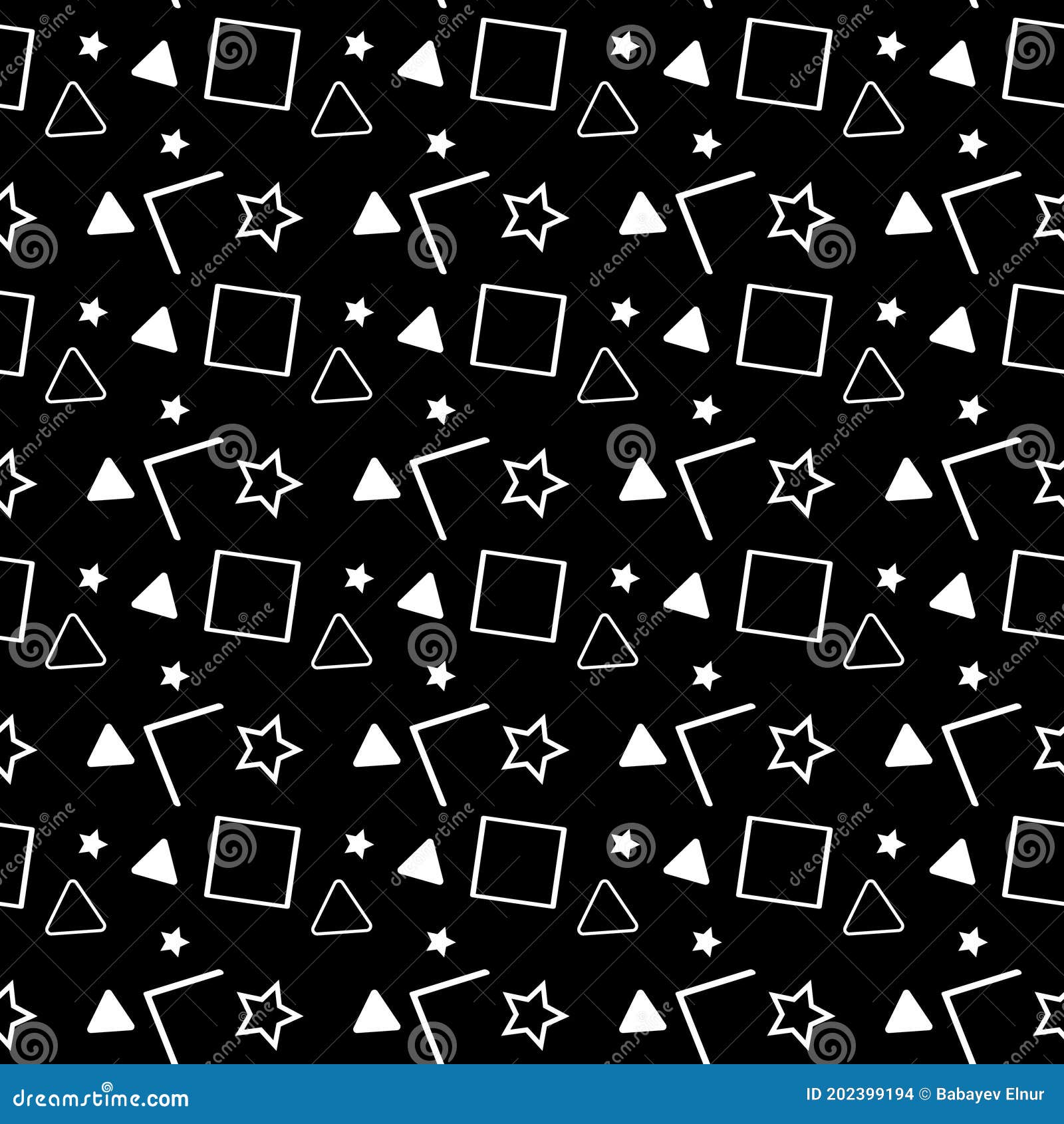 Vector Seamless Pattern in 90s Style. Geometric Shapes of Triangle ...
