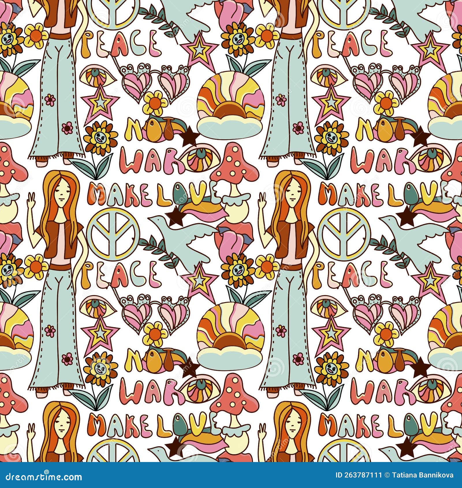 Hippies Background Cartoon Vector | CartoonDealer.com #46060231